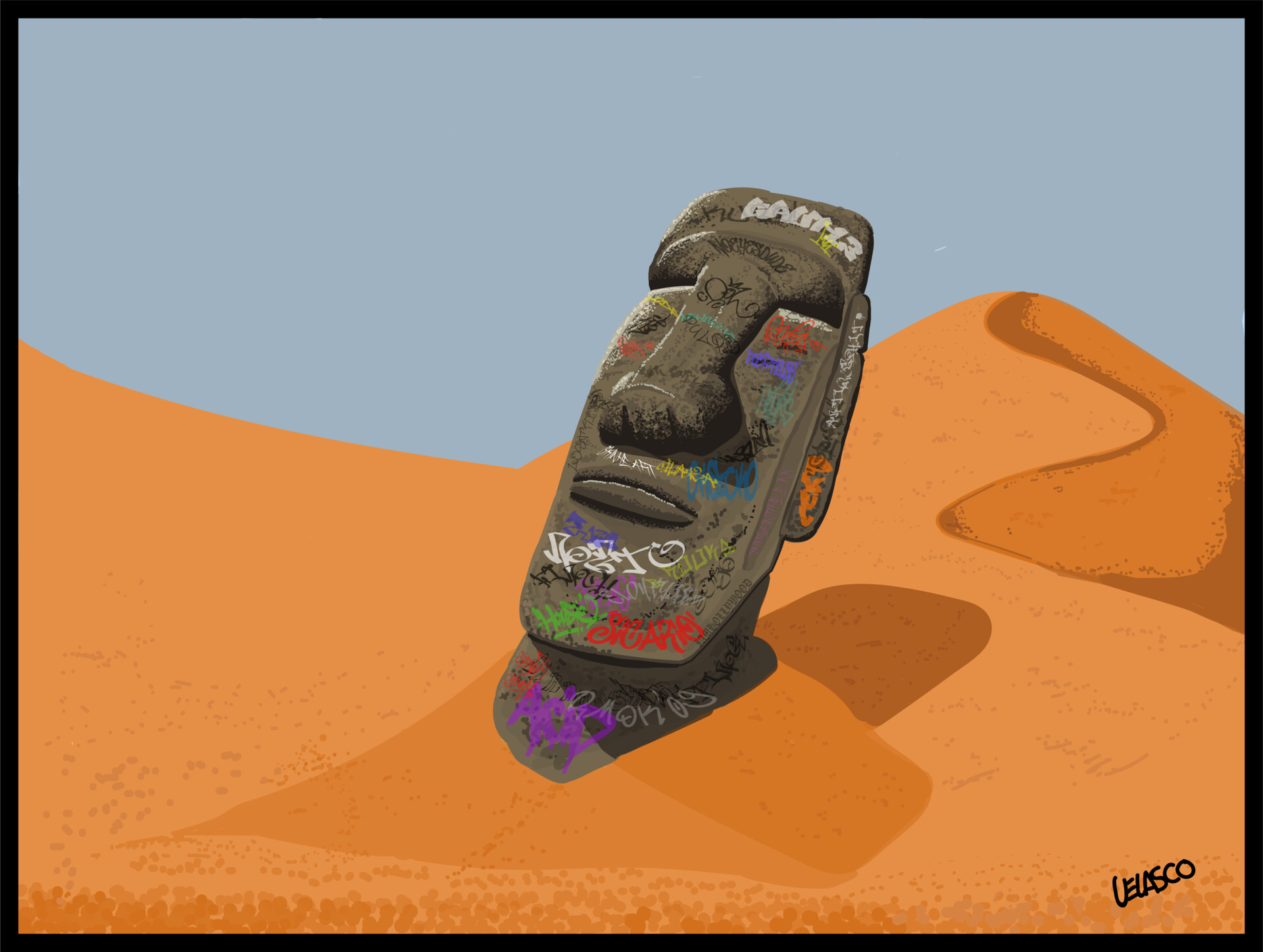 ArtStation - Moai en el desierto