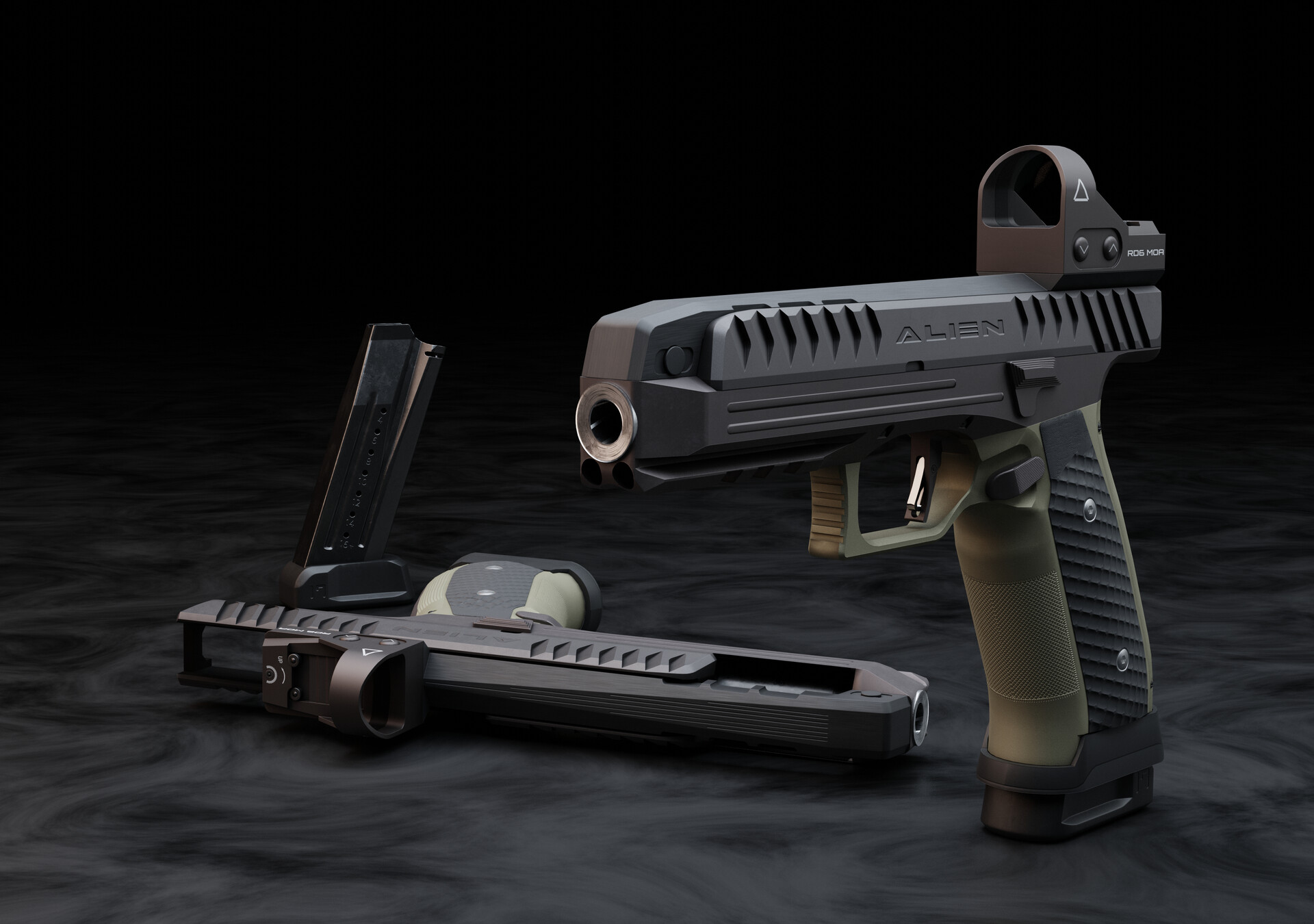 ArtStation - Laugo Alien semi-auto pistol