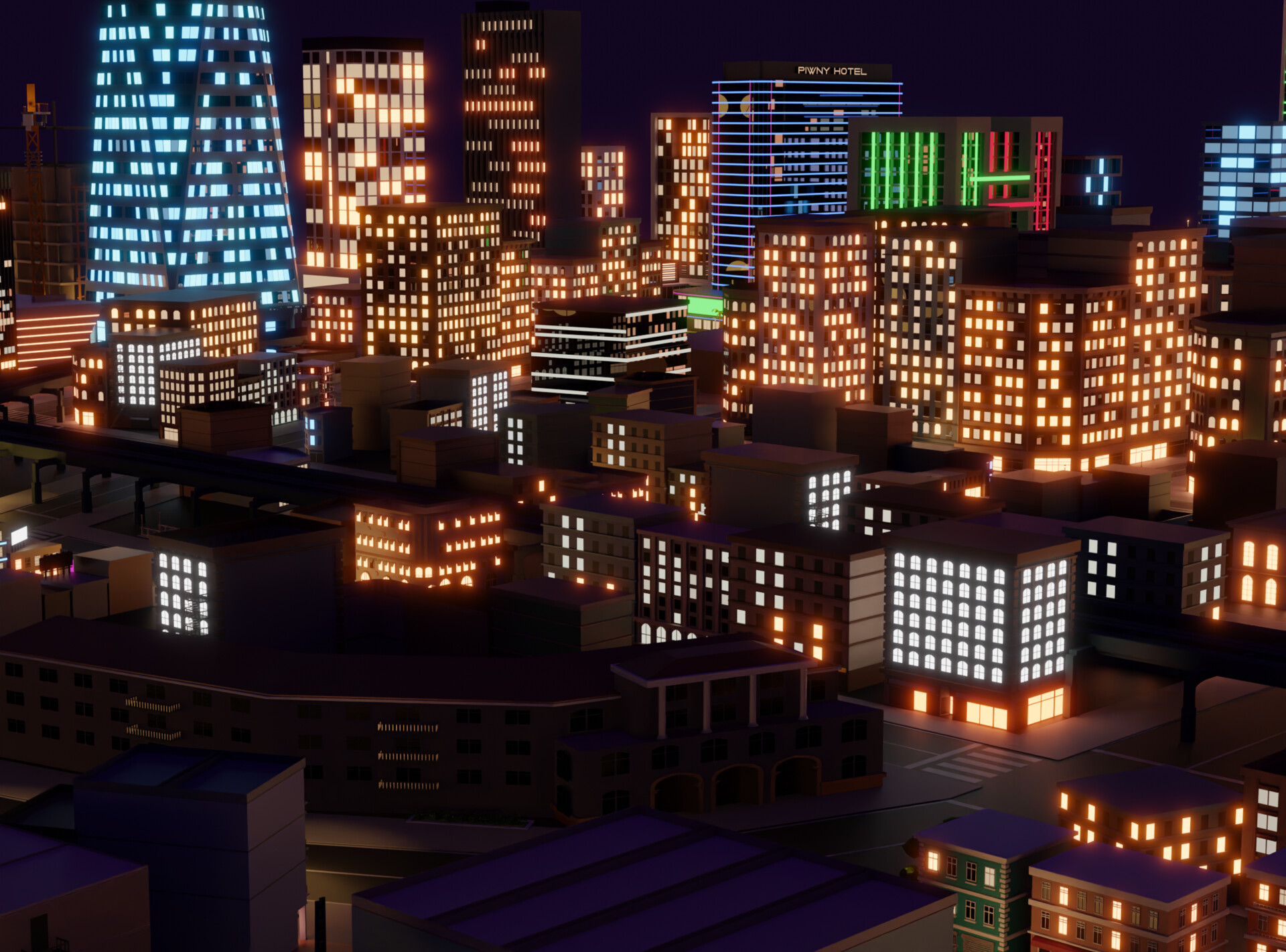 Salih Mücahit - Low Poly Night City - 1