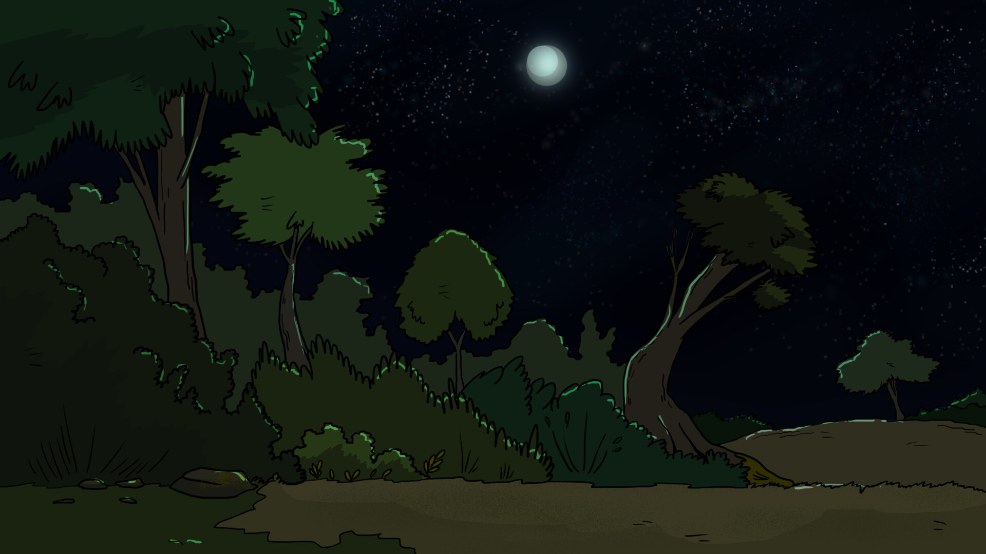 ArtStation - Background - Night in the Forest