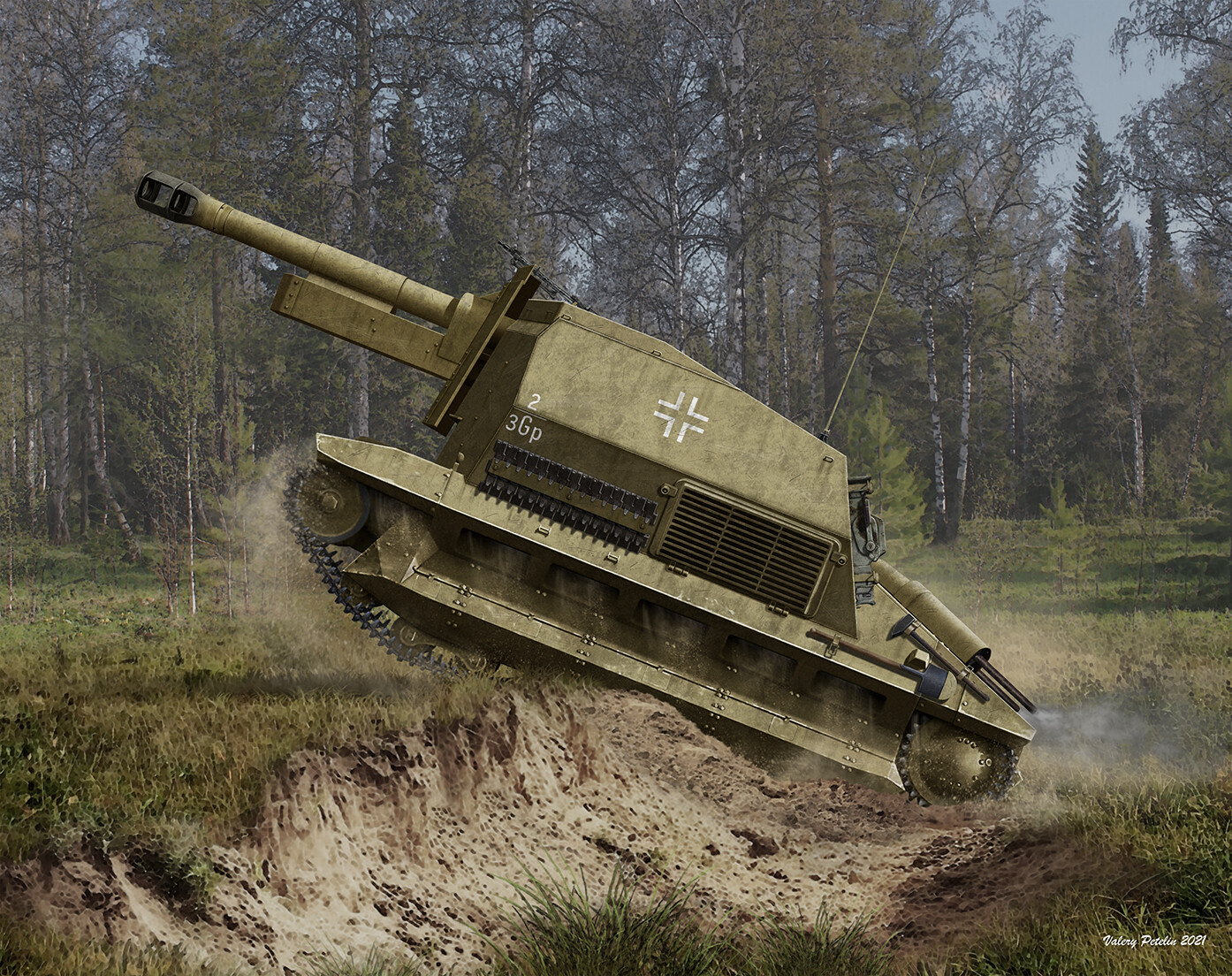 ArtStation - 10,5cm lefh 16 auf gw fcm 36 (f) ( box art for ICM )