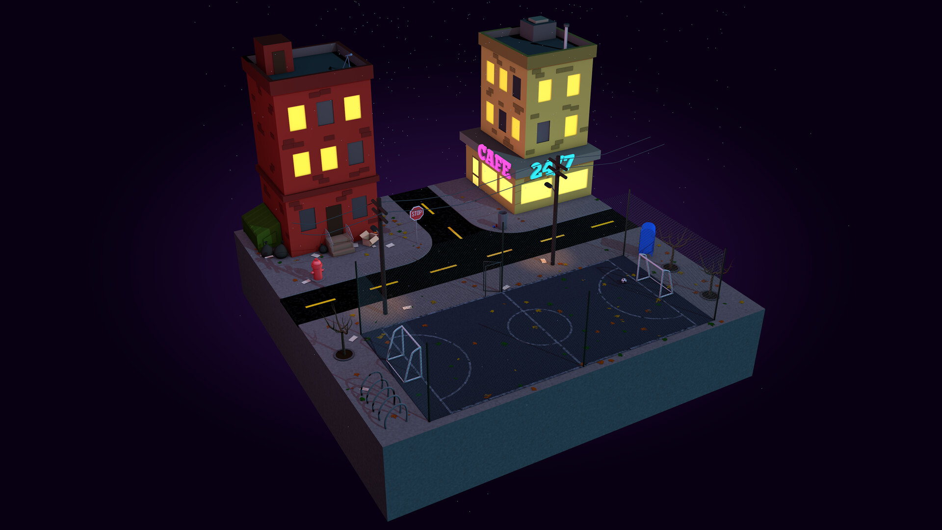 ArtStation - Low Poly City Scene