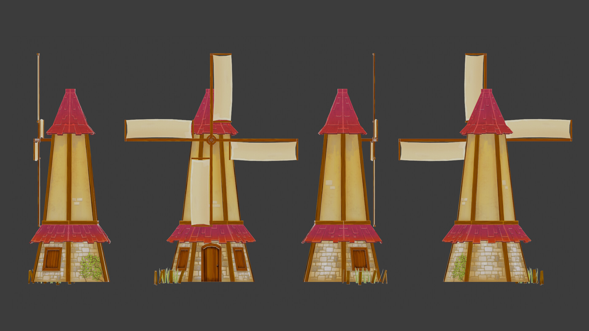 Cesar Edgar - Low poly hand painted Windmill