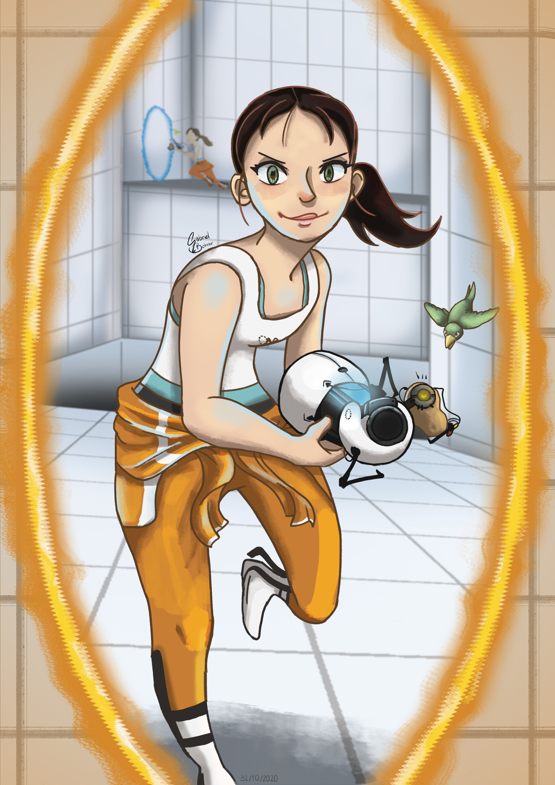 ArtStation - Chell and GLaDOS