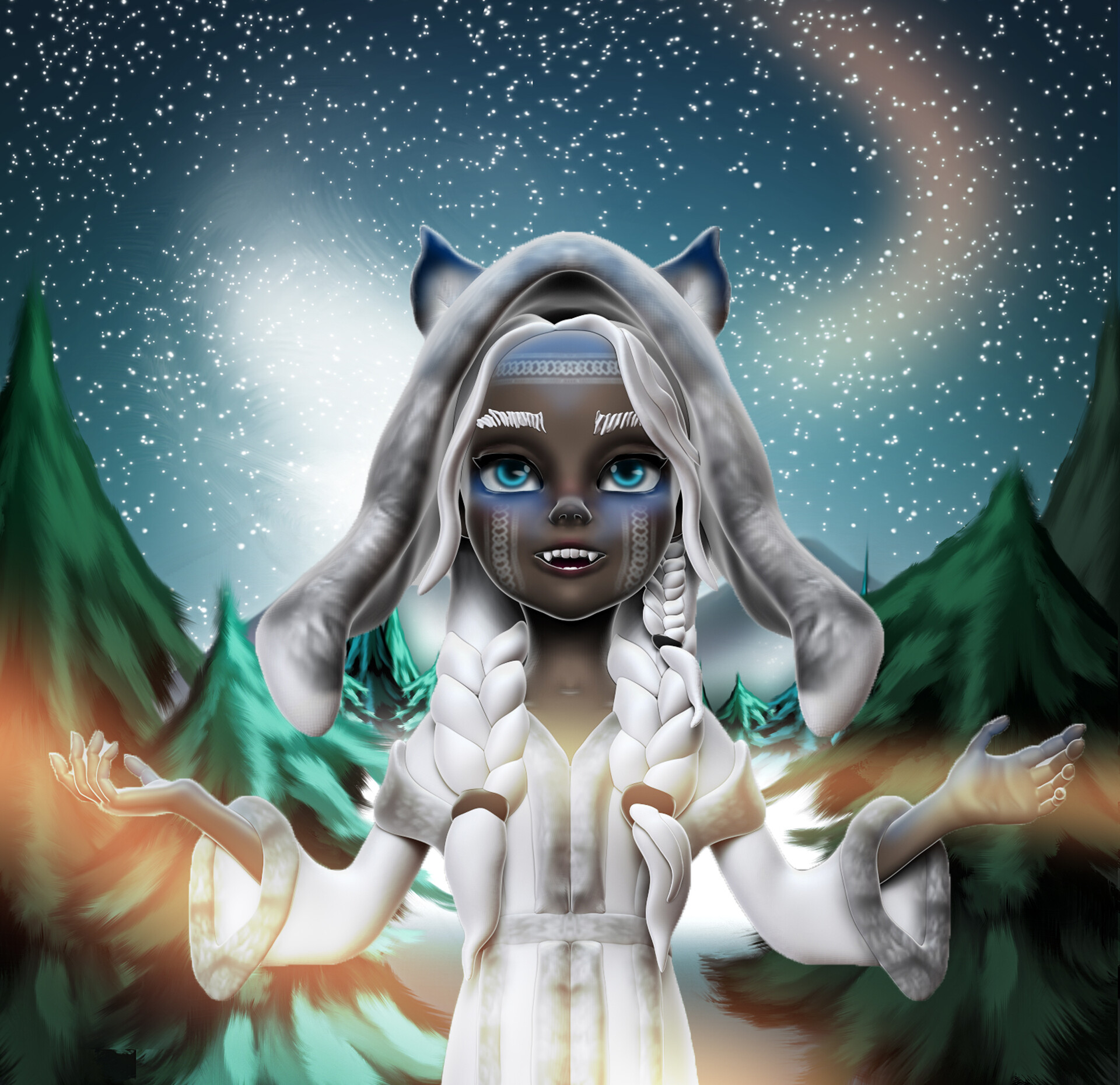 ArtStation - girl in fantasy forest