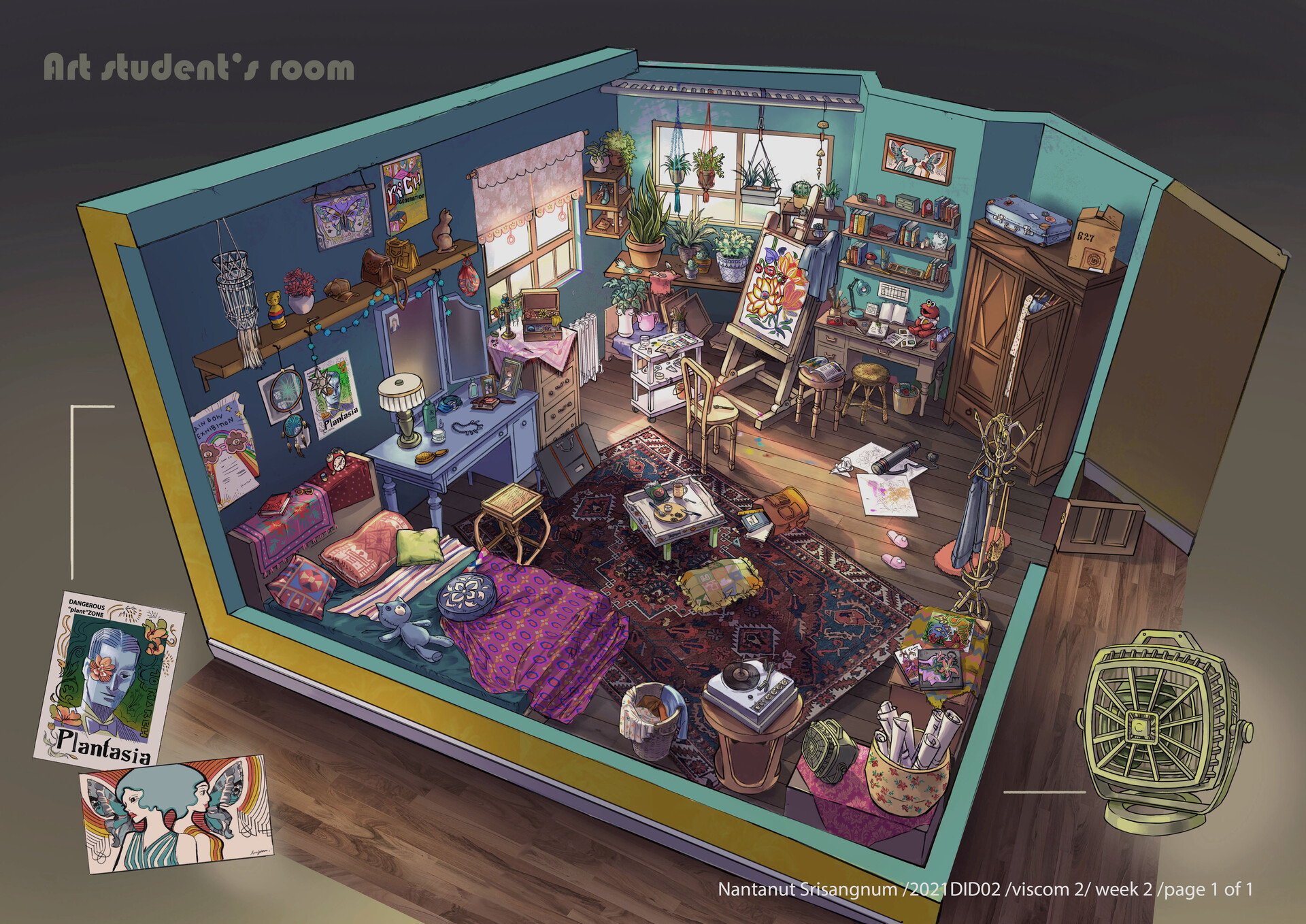 ArtStation - Art Student bedroom