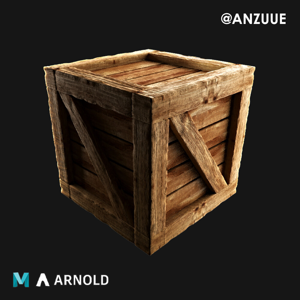 ArtStation - Low-poly wood crate