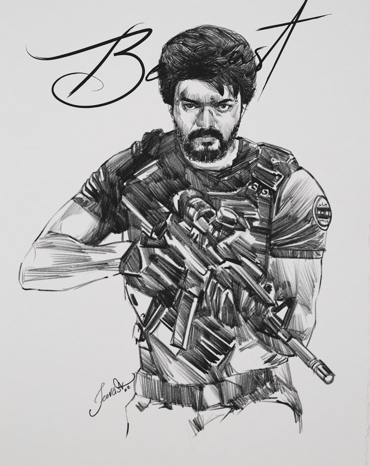 Jeeva Artist - Beast Thalapathy Vijay Pencil Sketch 2022 #master #beast ...