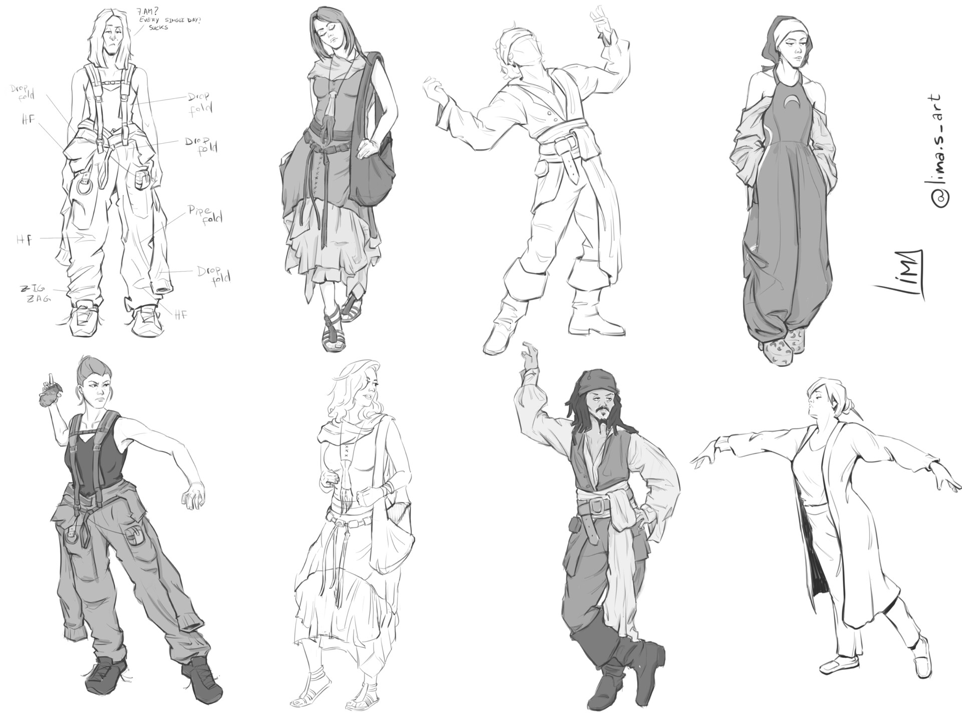 ArtStation - Drapery and figure rotation studies
