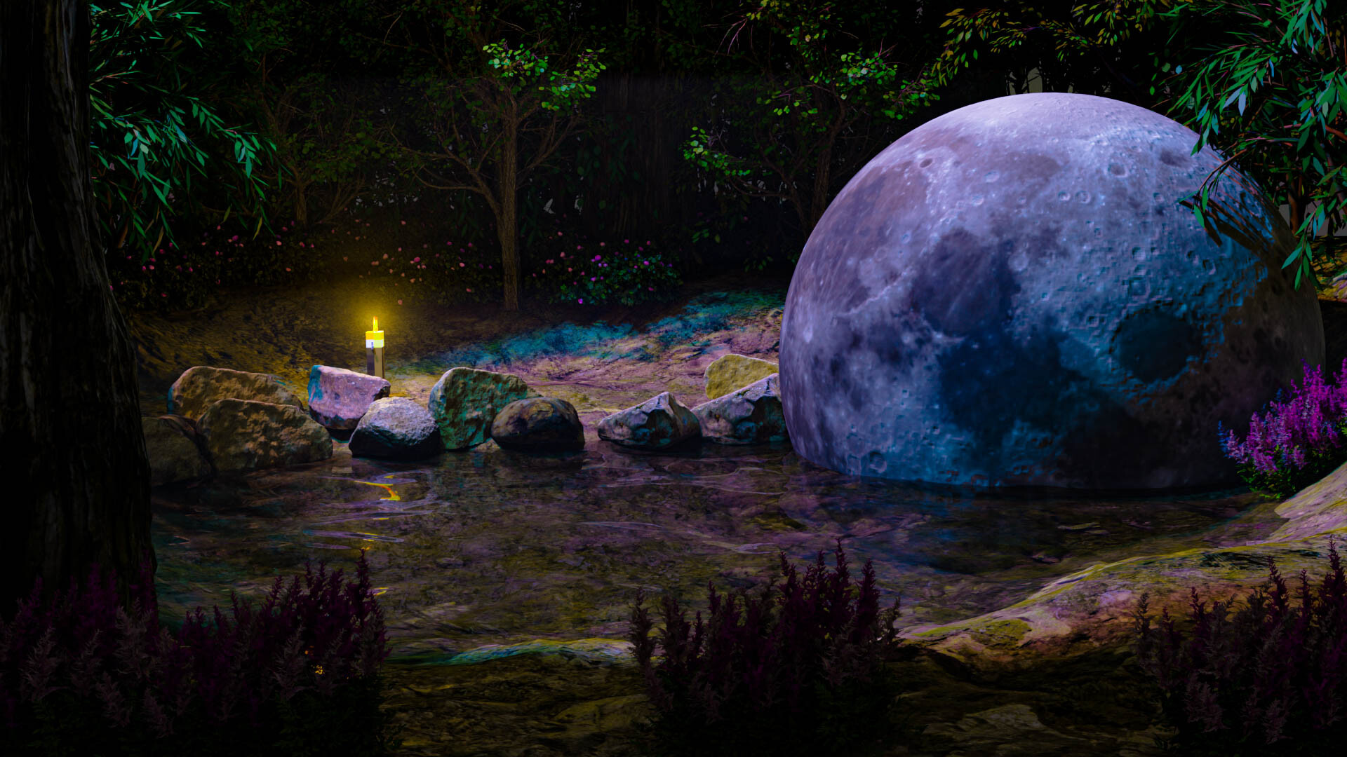 ArtStation - Moon crash screen in the forest