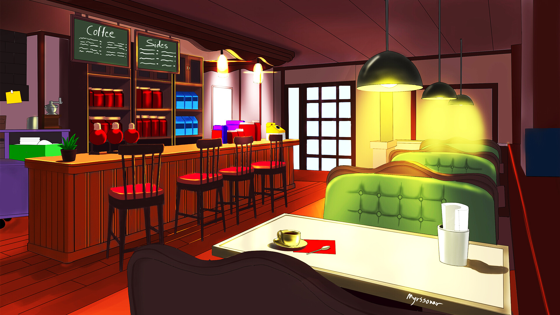 ArtStation - Persona 5 Royal Cafe Leblanc fan art