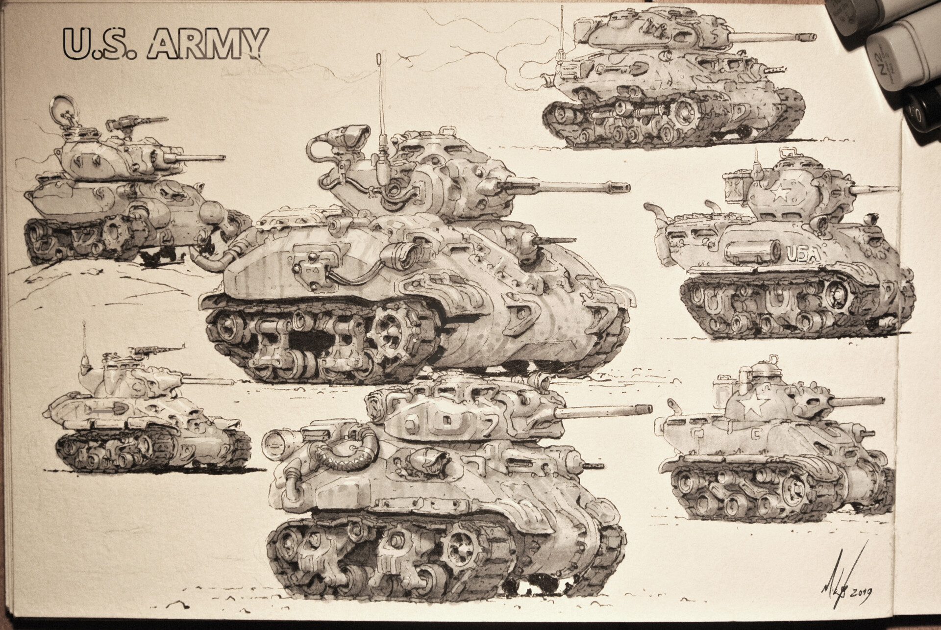 ArtStation - Tank Sketches! - Traditional