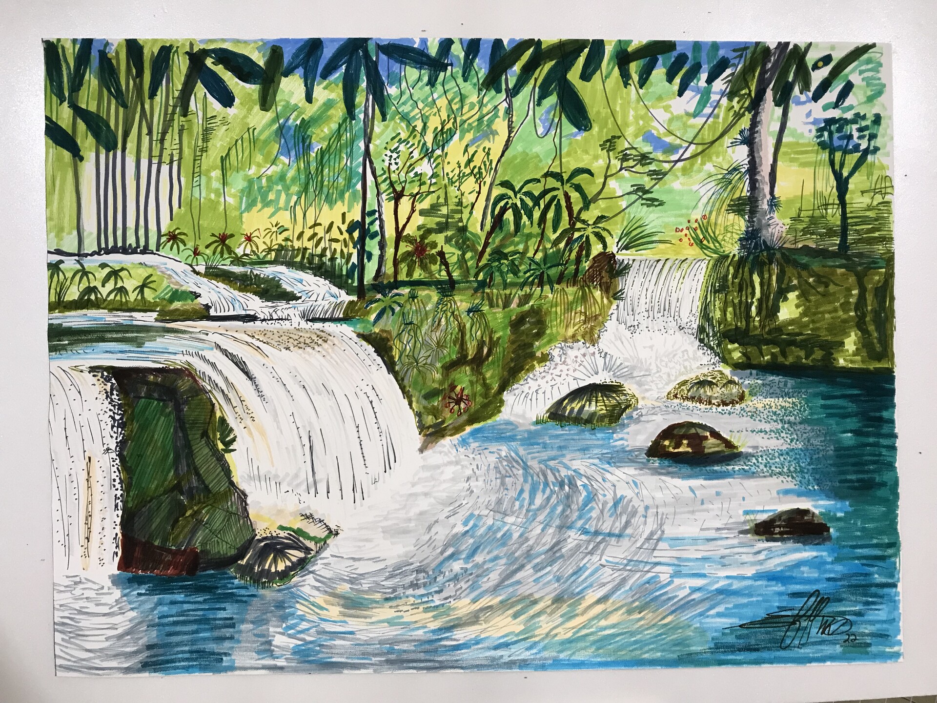 ArtStation - Waterfall (Markers in Canvas)