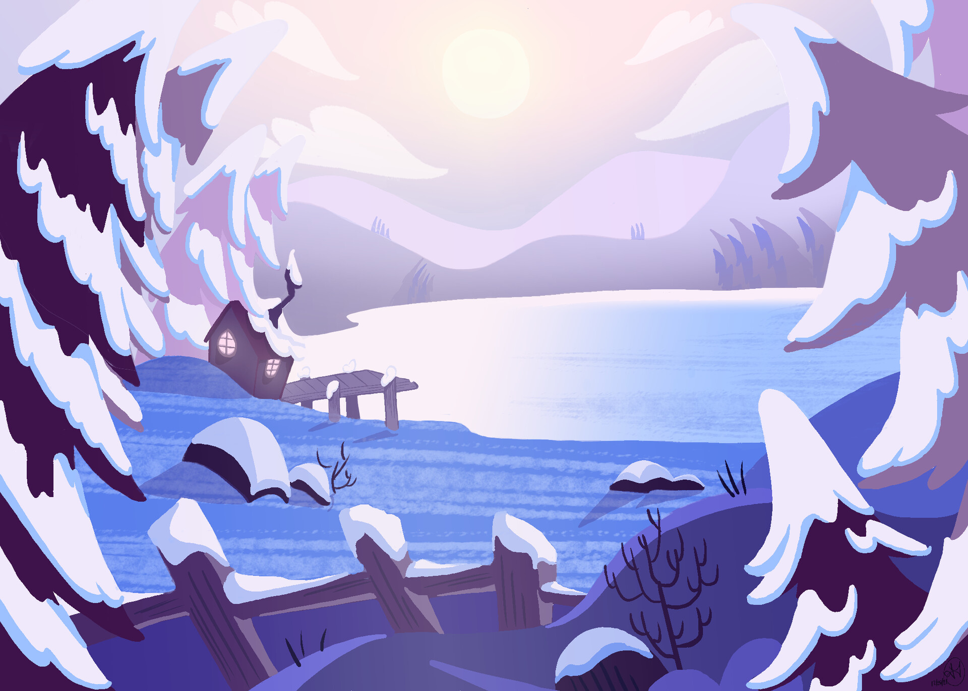ArtStation - Winter Lake