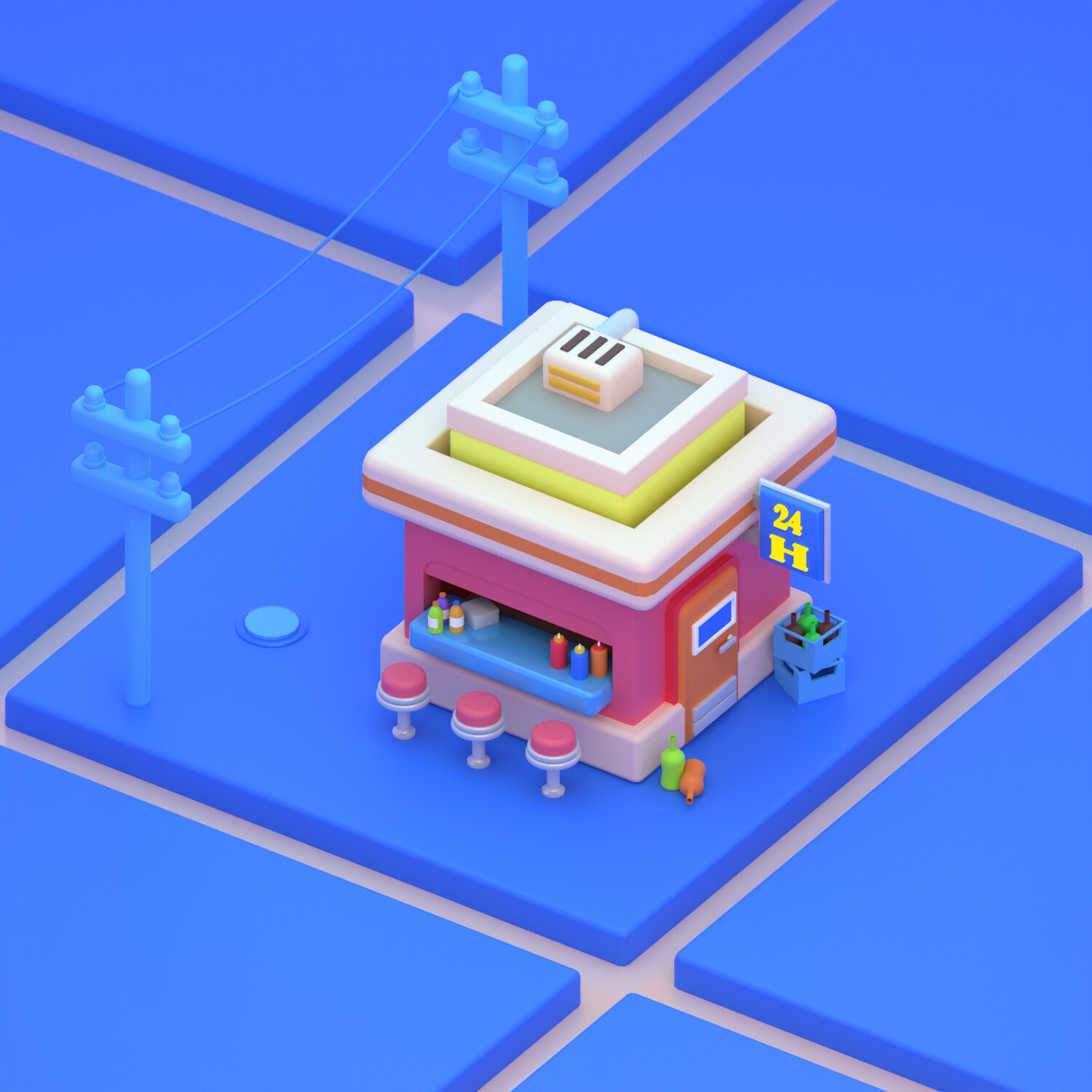 ArtStation - Low-poly Stylized Restaurant 3D