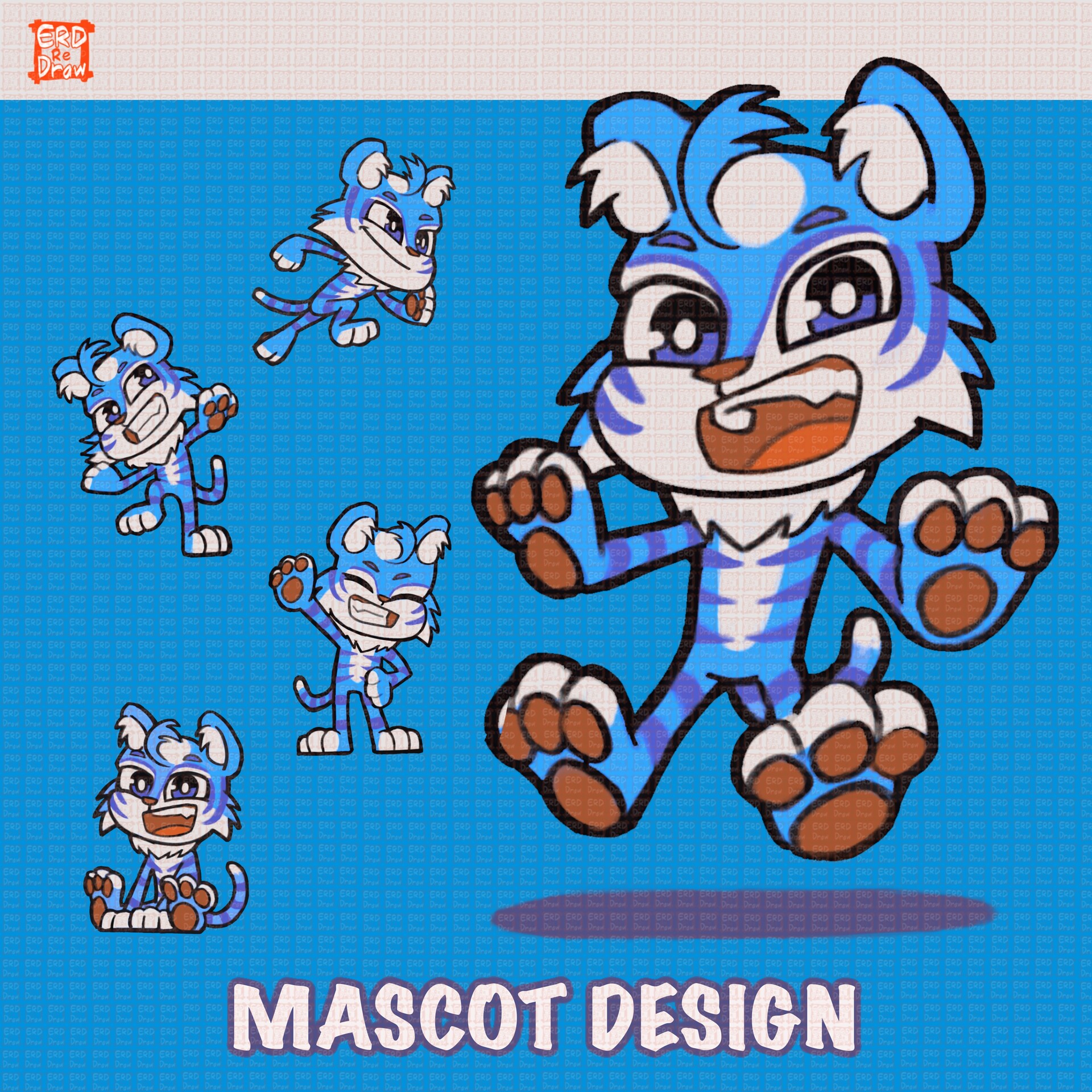 ArtStation - Small Blue Tiger Mascot Design