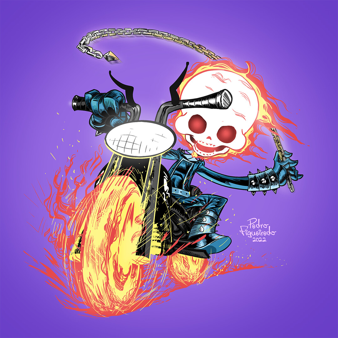 how to draw chibi ghost rider