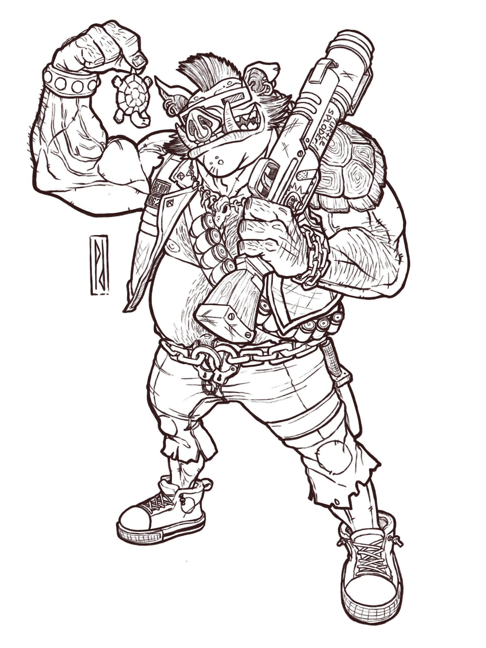 tmnt 2012 bebop coloring pages