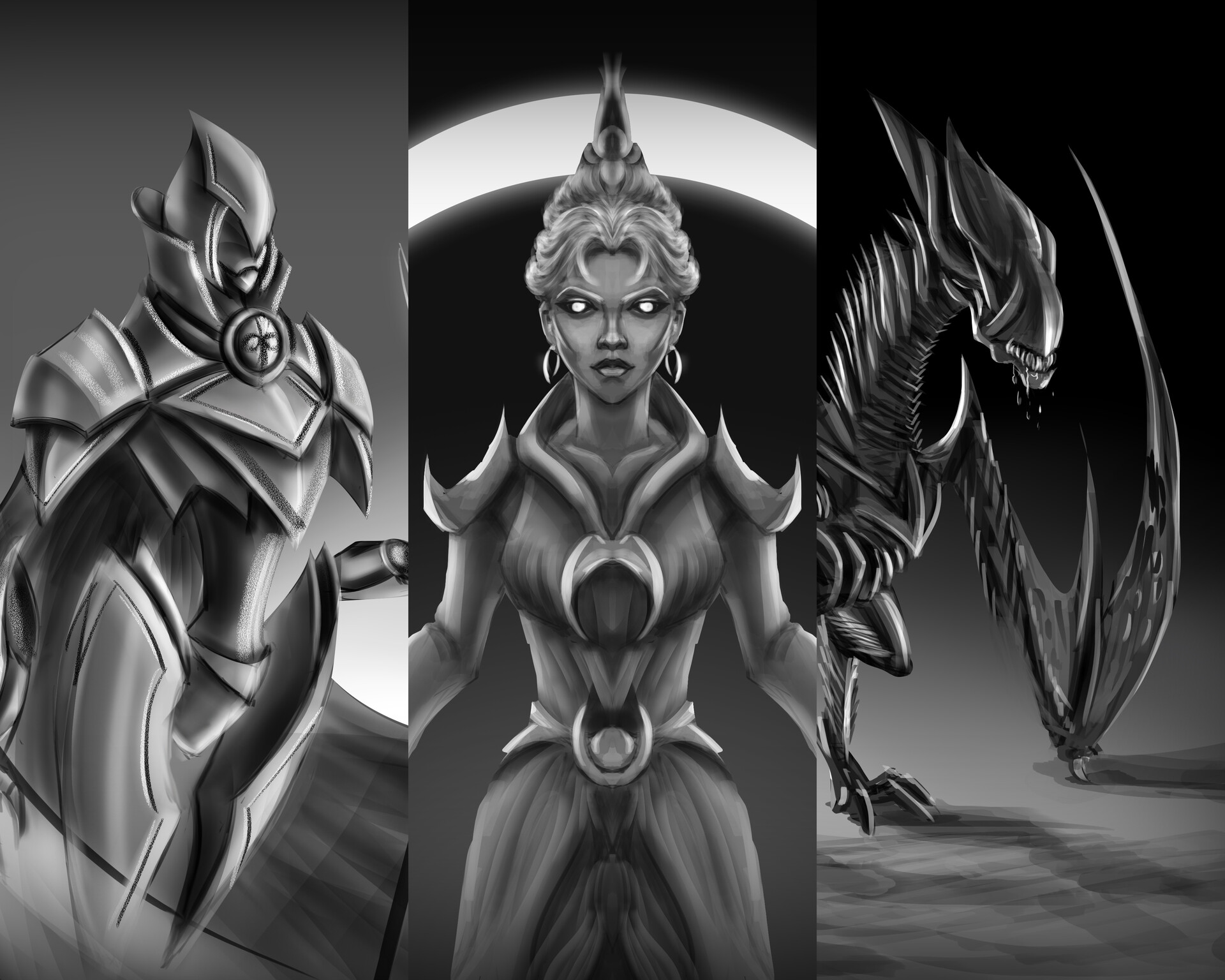 ArtStation - Time Keeper, Moon Woman and H.R. Giger Creature