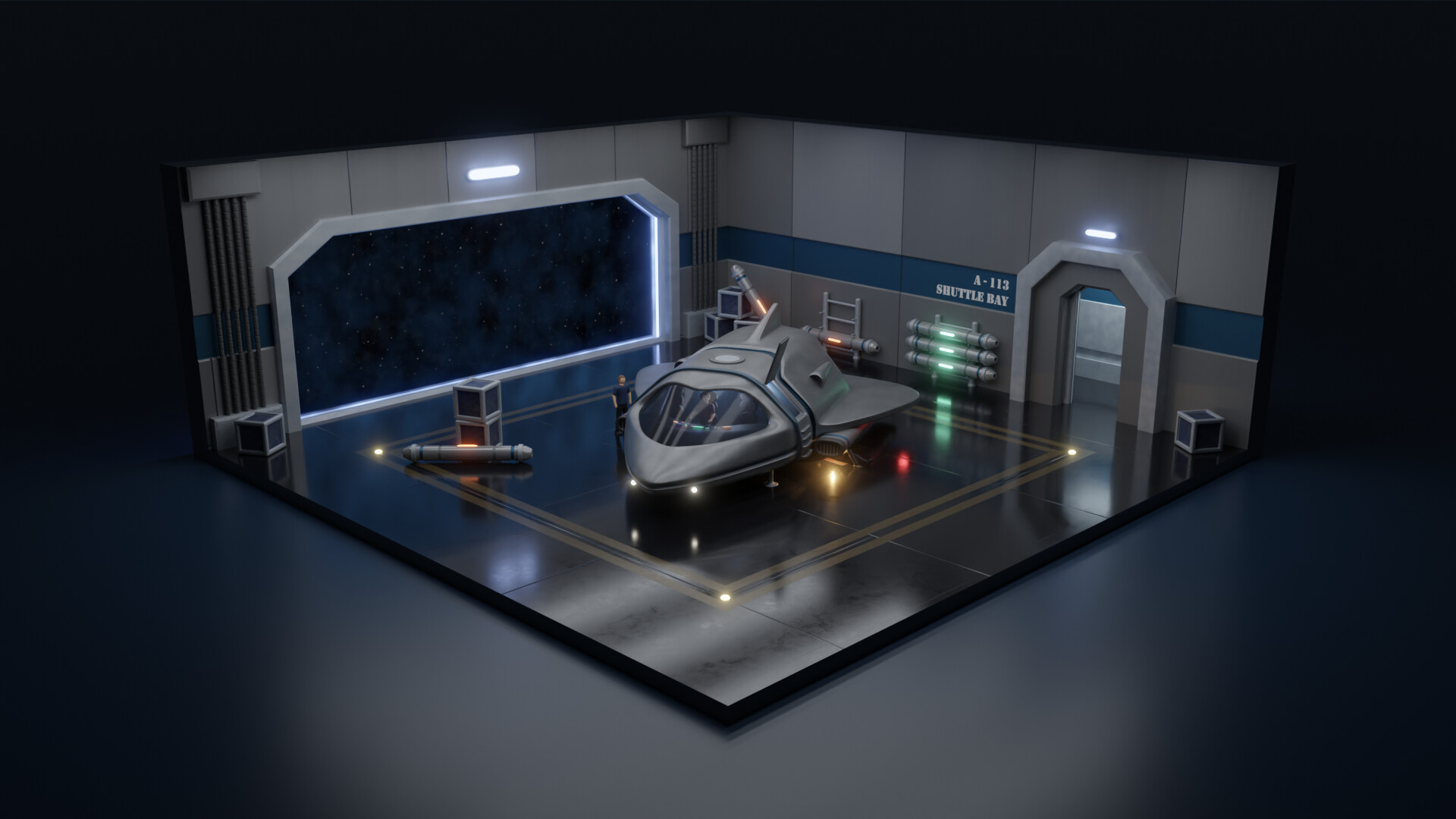 ArtStation - Shuttle Bay - Modelling Practice