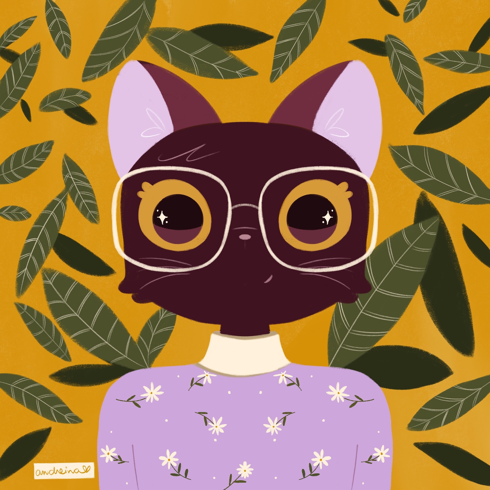 ArtStation - Cat nerd portrait.