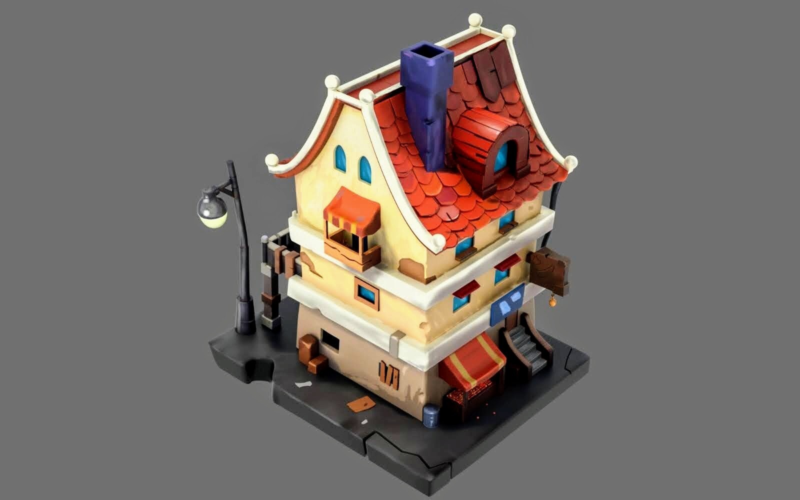 ArtStation - Edificio Cartoon Curso fundamentos de la producción 3D Animum