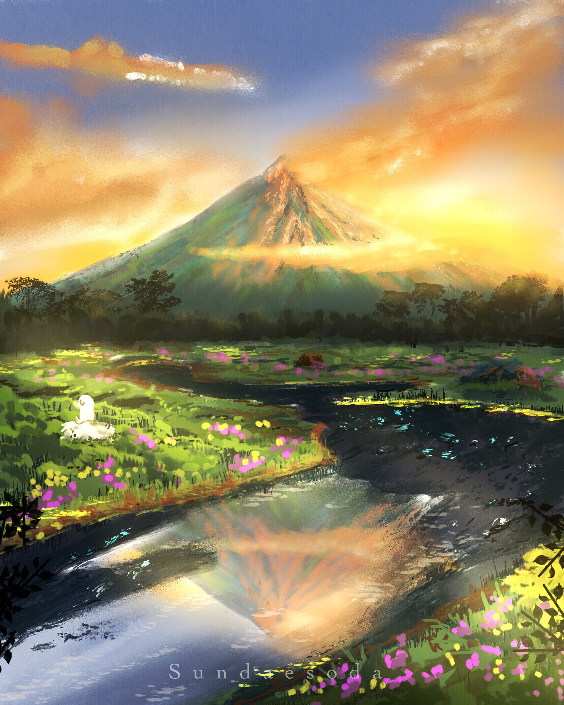 ArtStation - Mt. Mayon Ghibli style