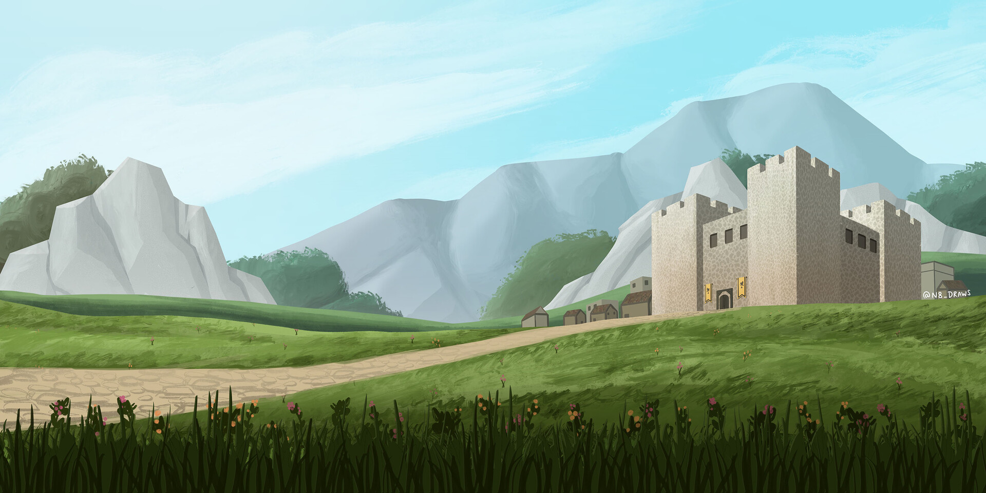 ArtStation - Castle Path Background Art