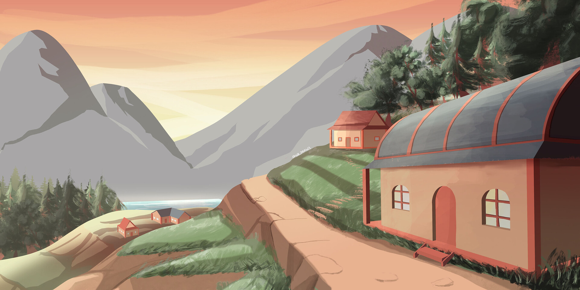 Nate Raia - Quiet Valley Digital Background Painting