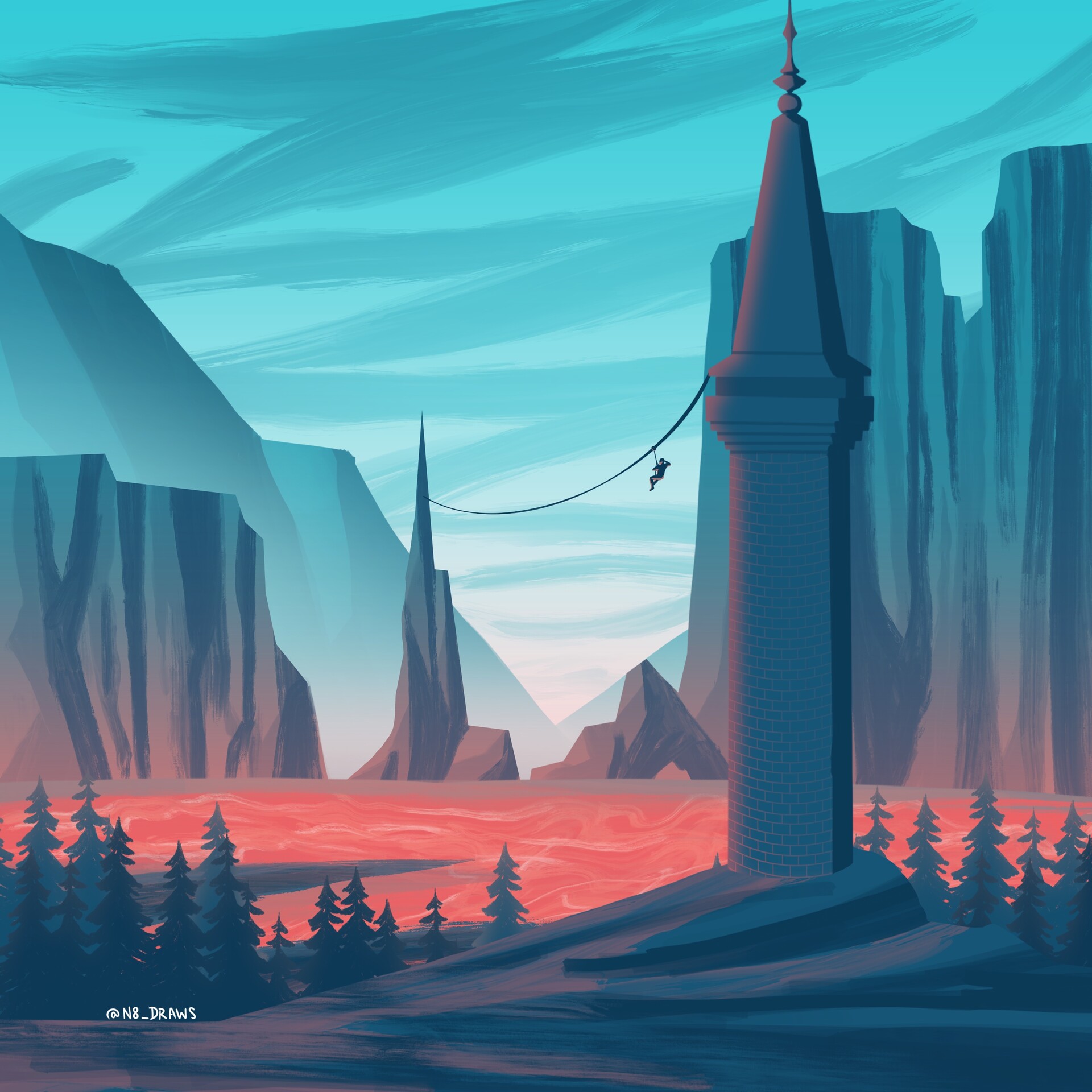 ArtStation - Across the Lava Concept Environment Painting