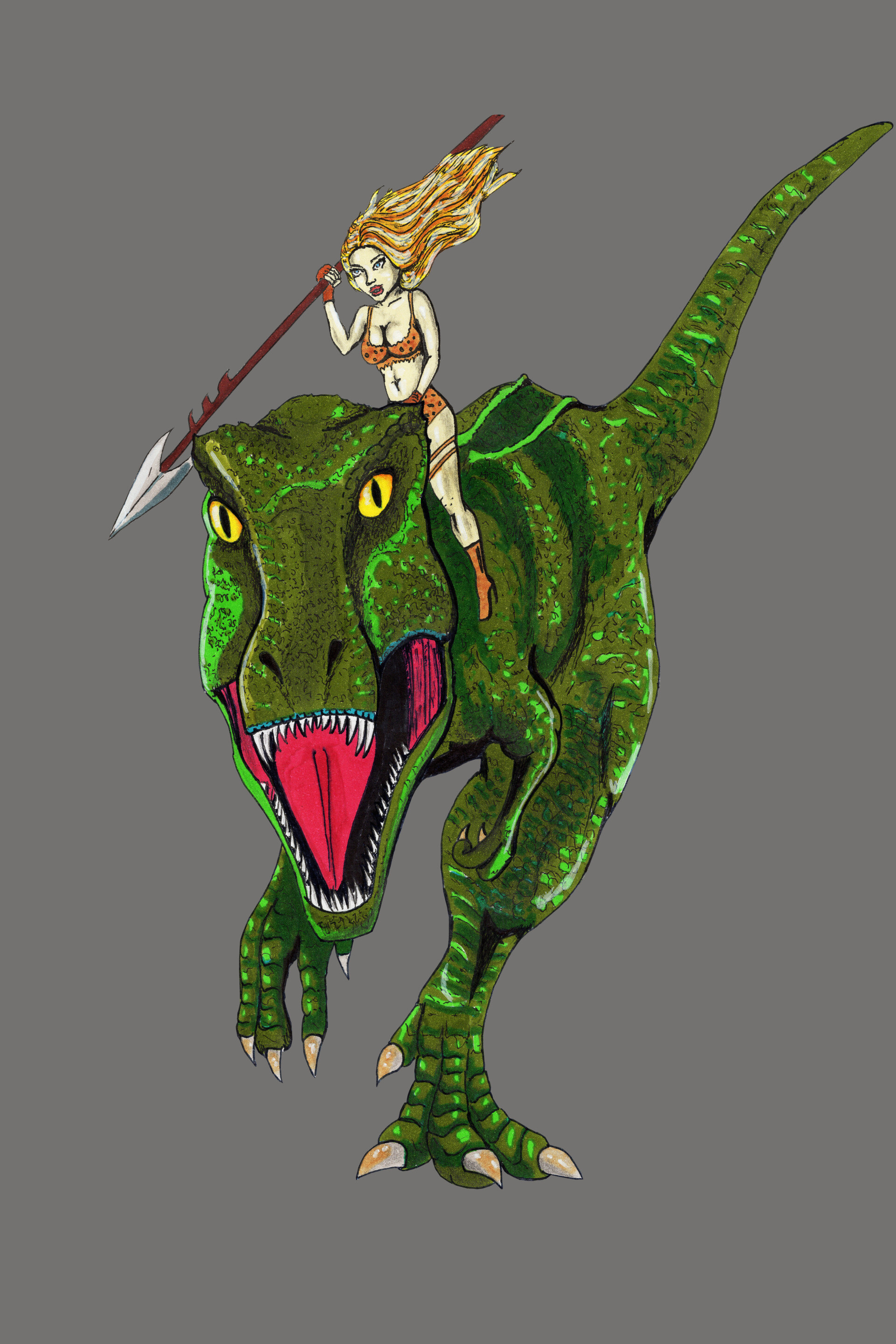 ArtStation - Jurassic Woman Riding A Trex