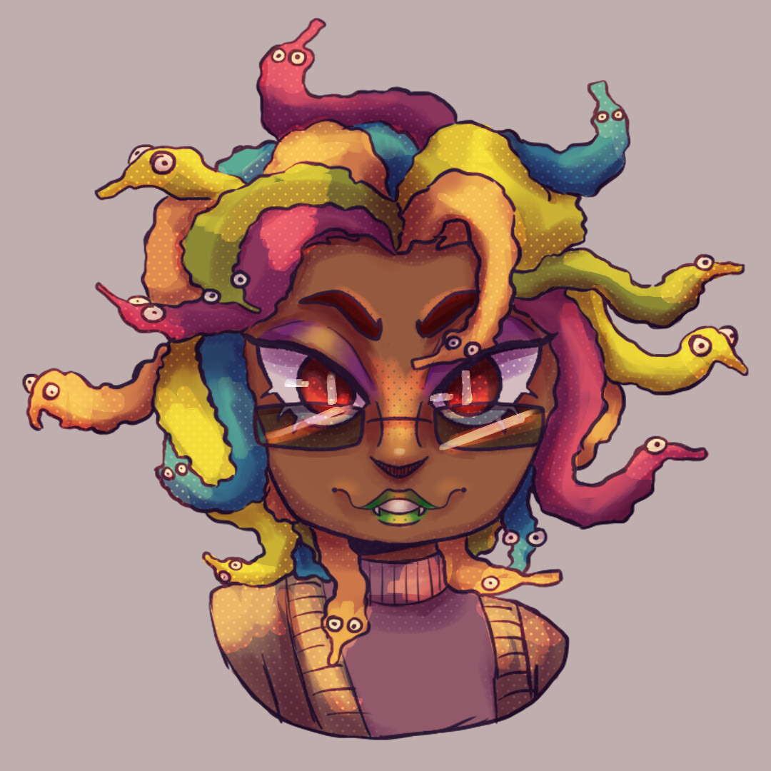 ArtStation - medusa but with worms on a string