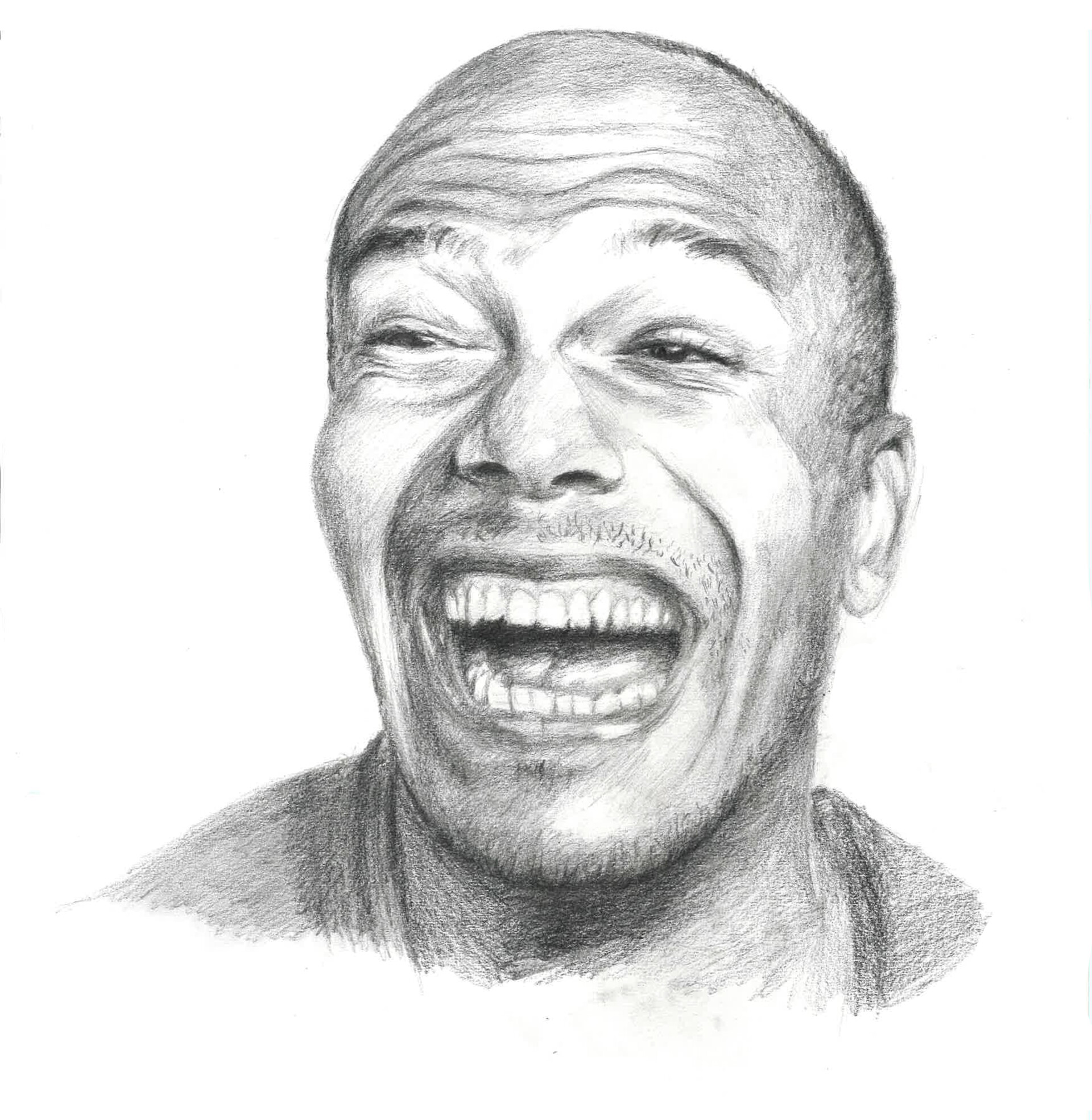 how to draw a face laughing