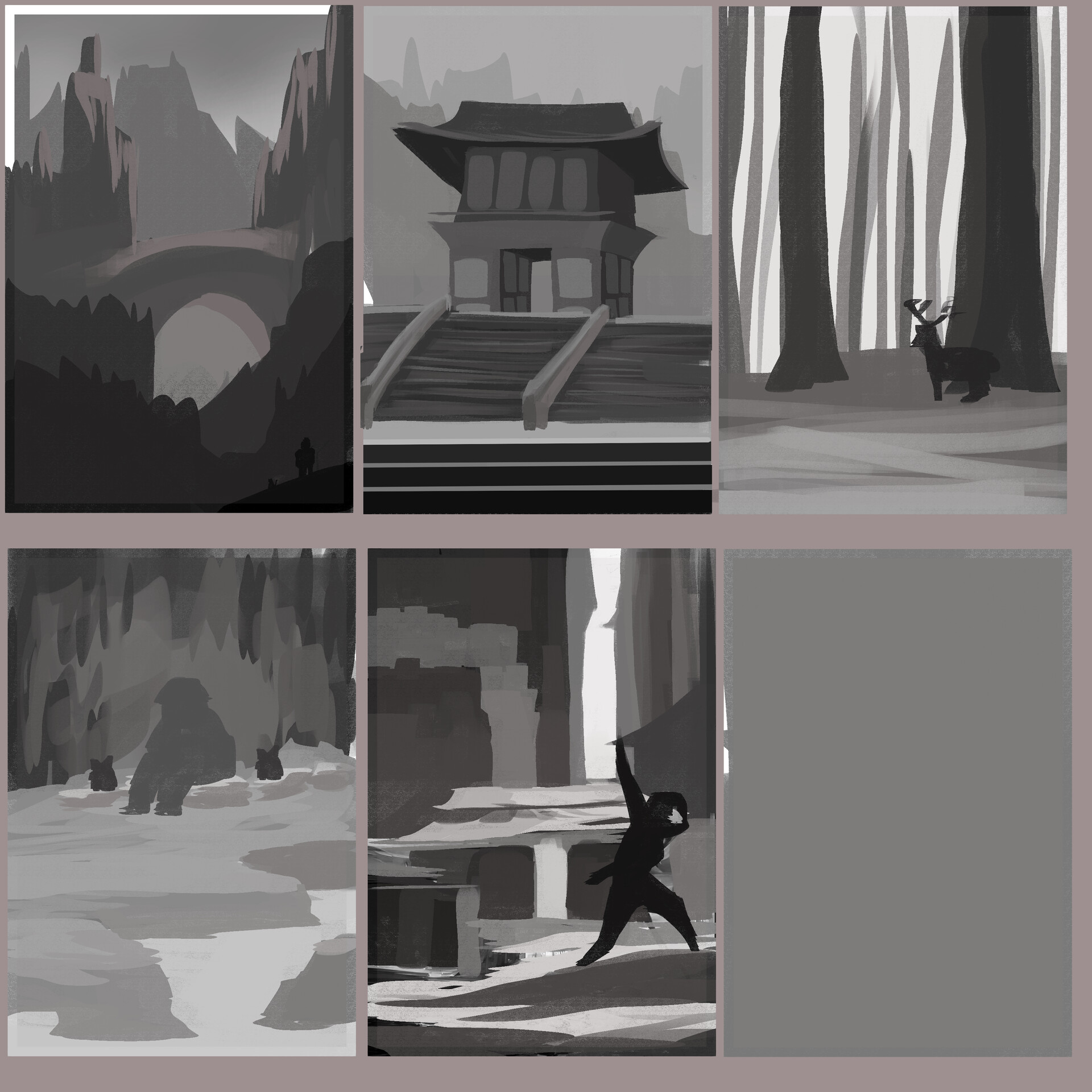ArtStation - Greyscale sketches - Environment Concept Art