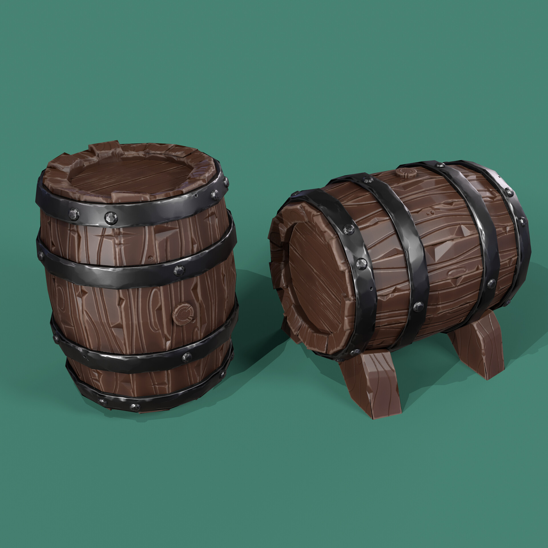 ArtStation - Stylized Medieval Wooden Barrel