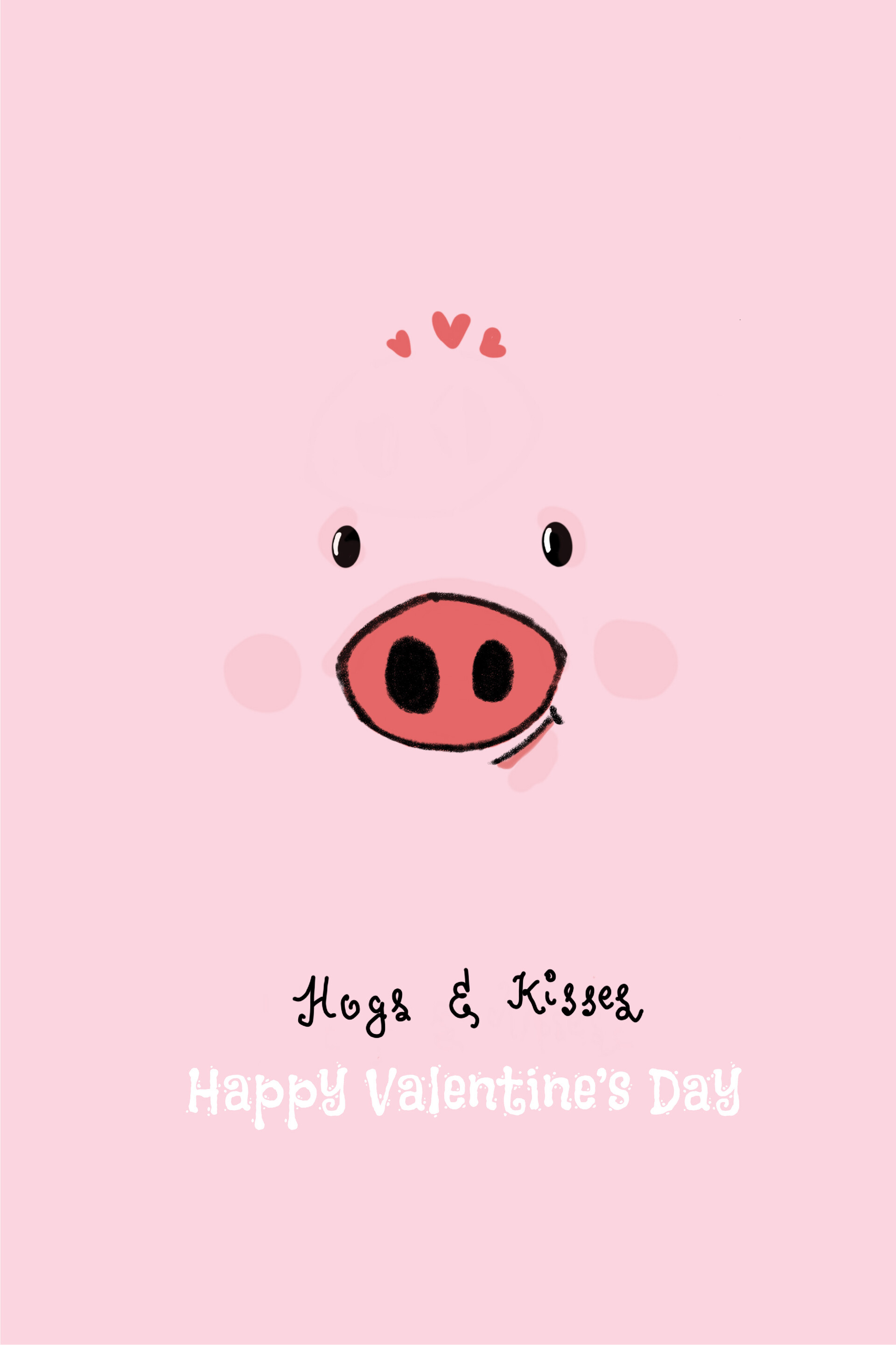 ArtStation - Cute Pun pig Valentine day card