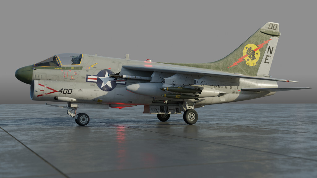 ArtStation - A-7E Corsair ll -VA-25-"Fist of the Fleet" 1971 with weapons.