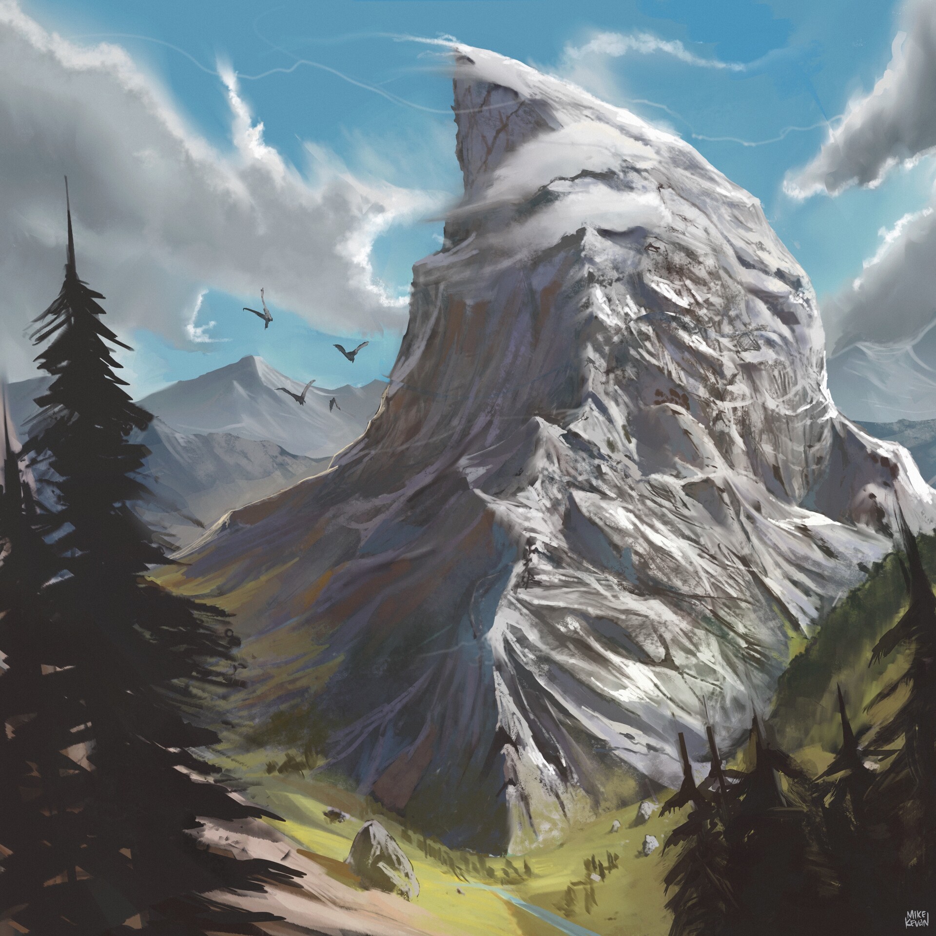 ArtStation - Shark Fin Mountain concept art