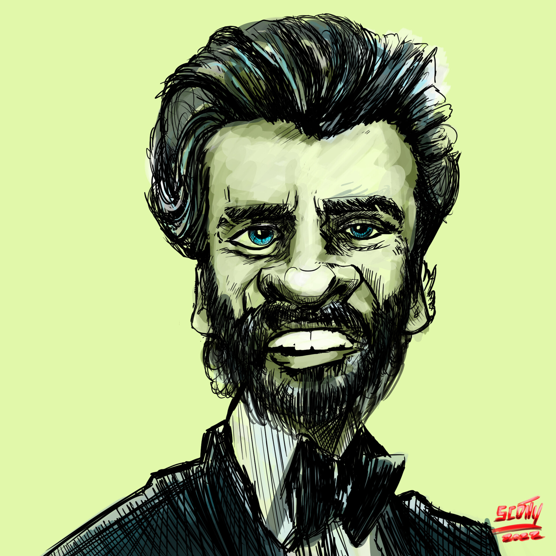 M. Scott Hull - 2022 Caricature Challenge 31 paintings 31 days