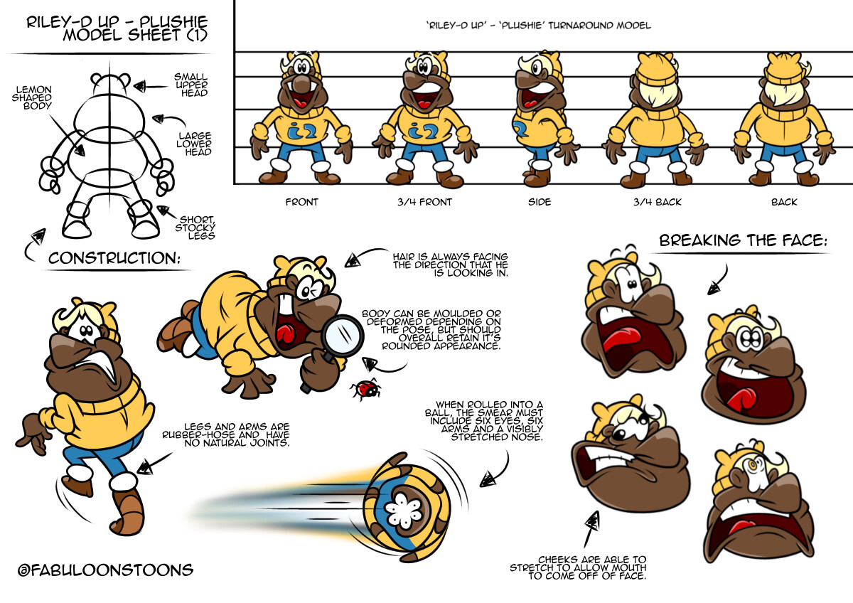 ArtStation - Riley-d Up! Personal Project Concept Art - Plushie Model Sheet