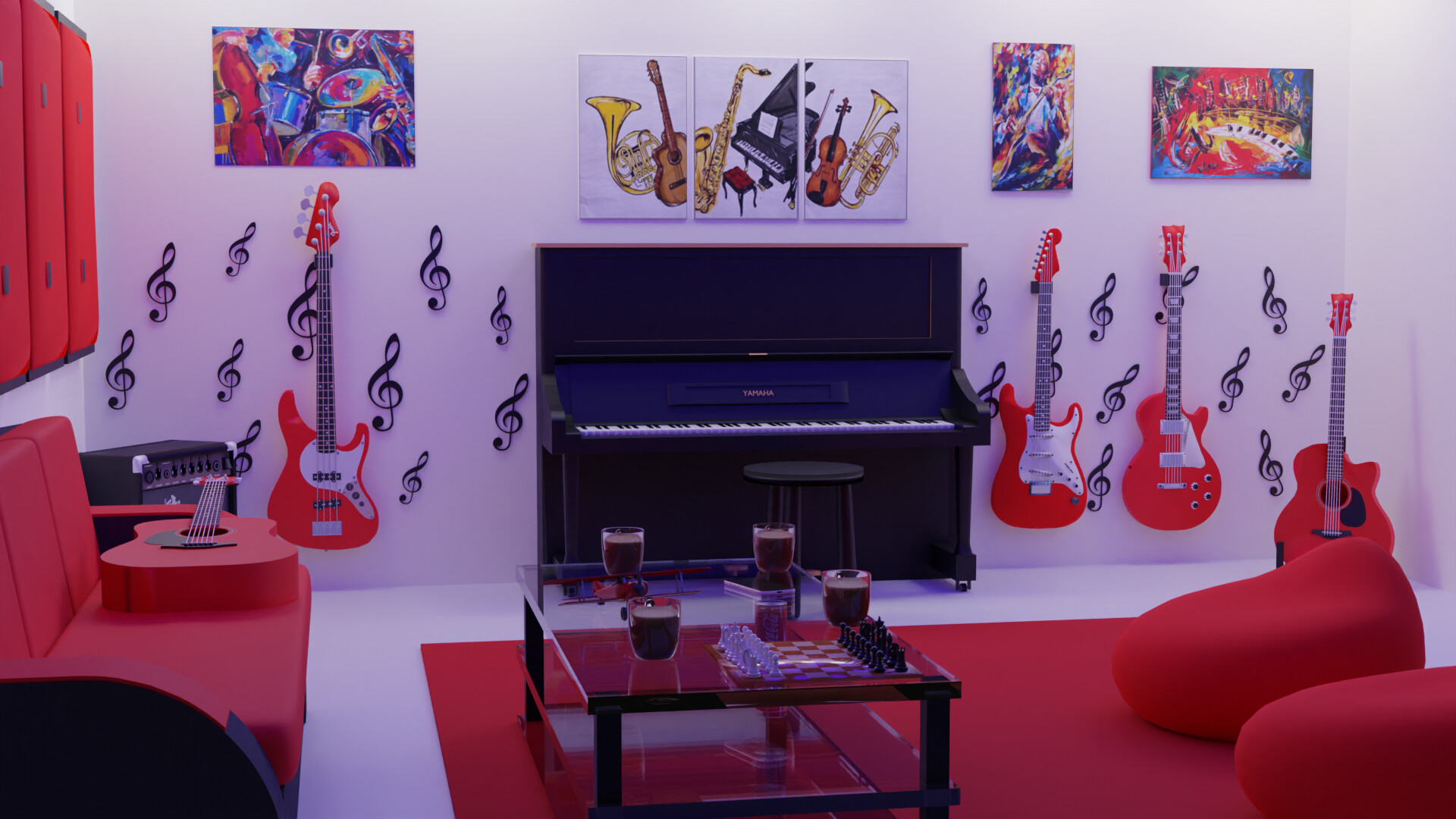 ArtStation - 3d music room modelling in blender