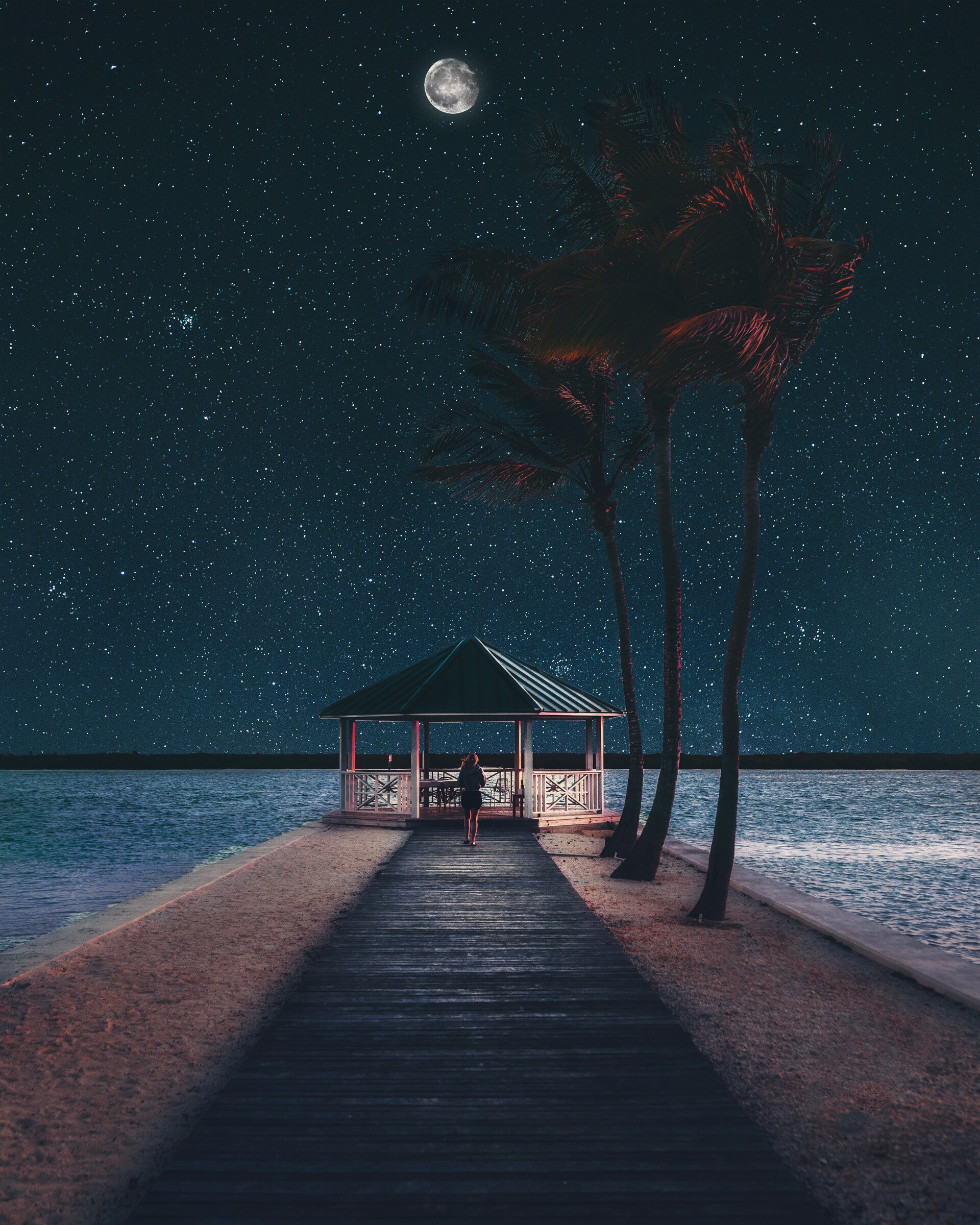 ArtStation - Night Girl Beach