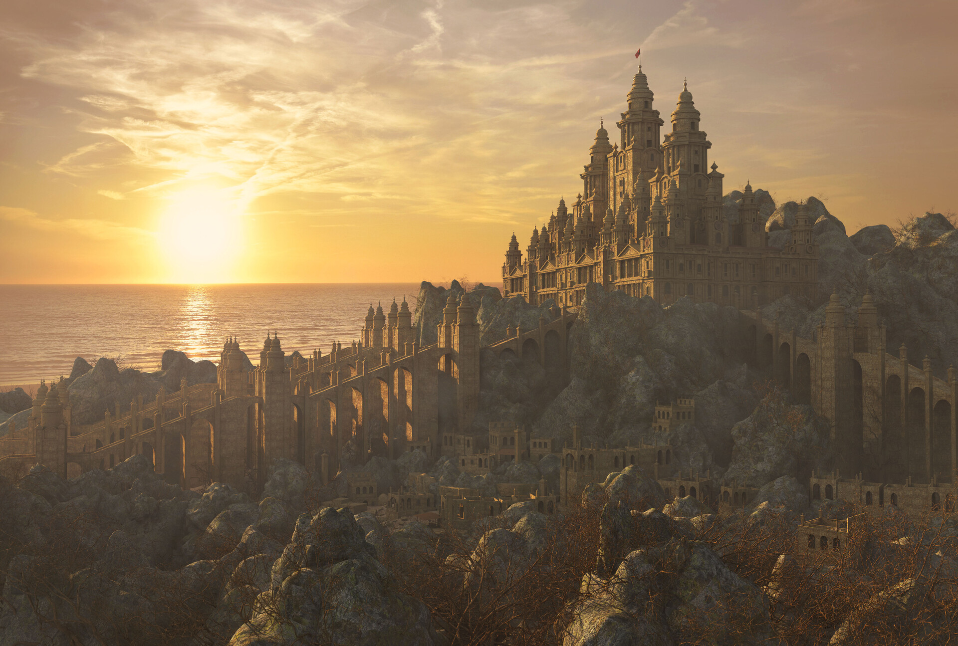 ArtStation - Sunset Fantasy Castle