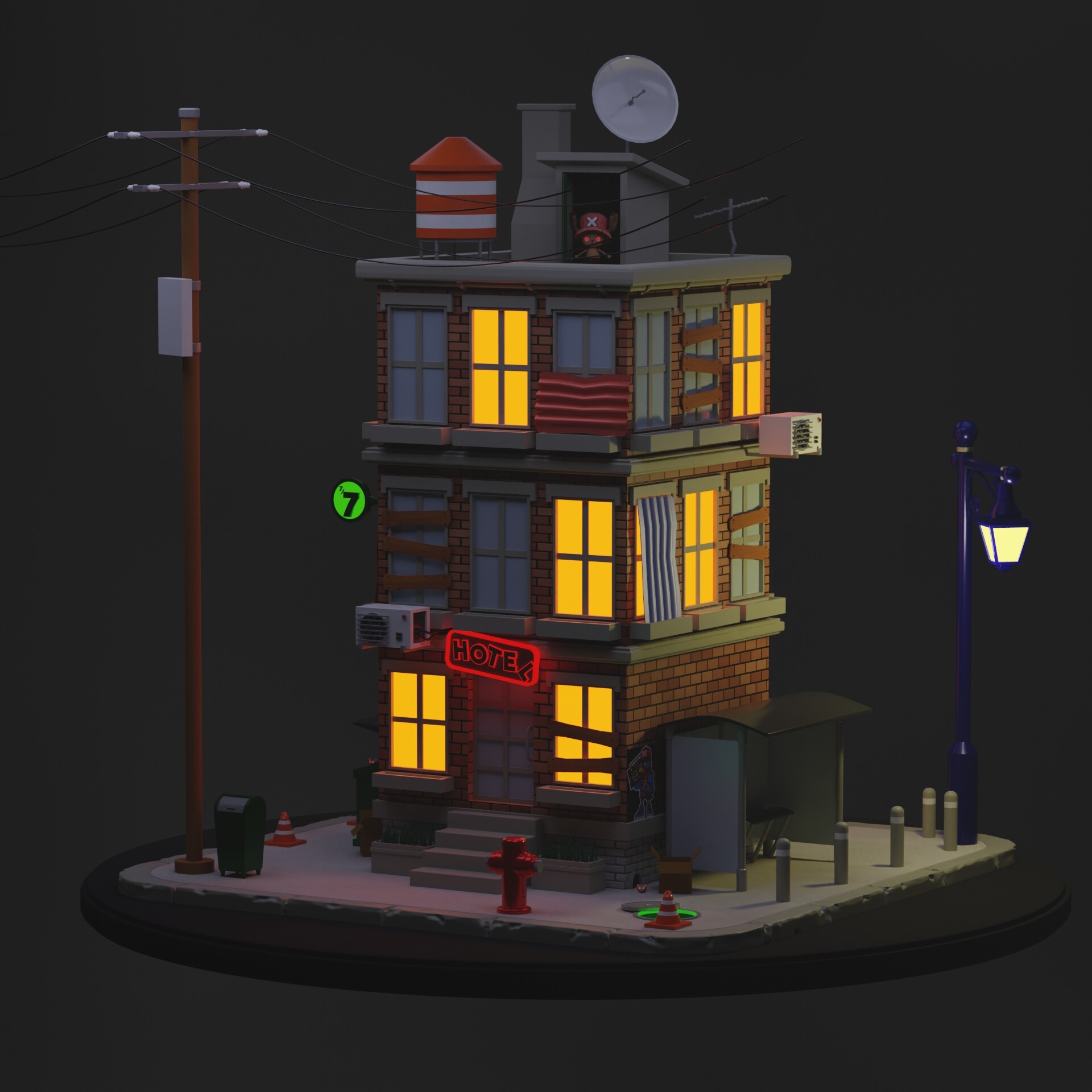 ArtStation - Small building at night