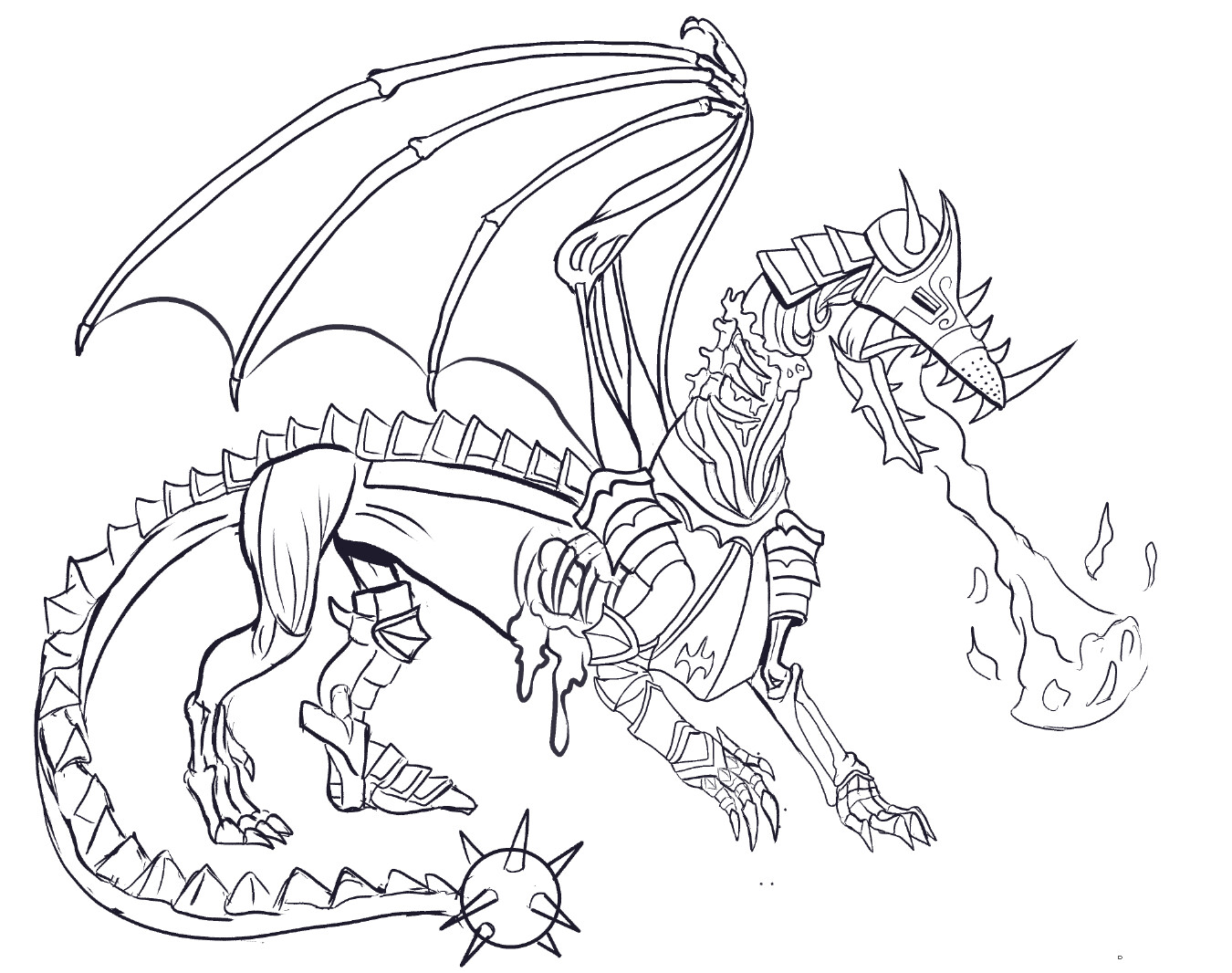 skeleton dragon coloring pages