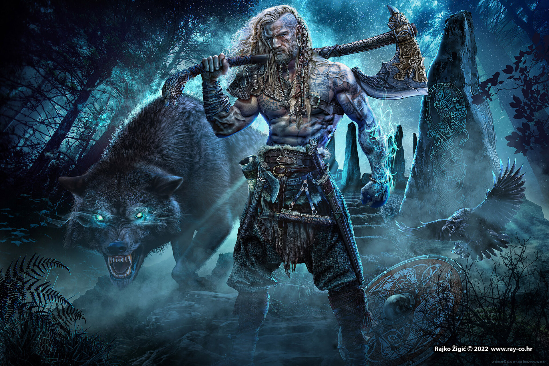 ArtStation - Viking and Wolf 60 x 40cm