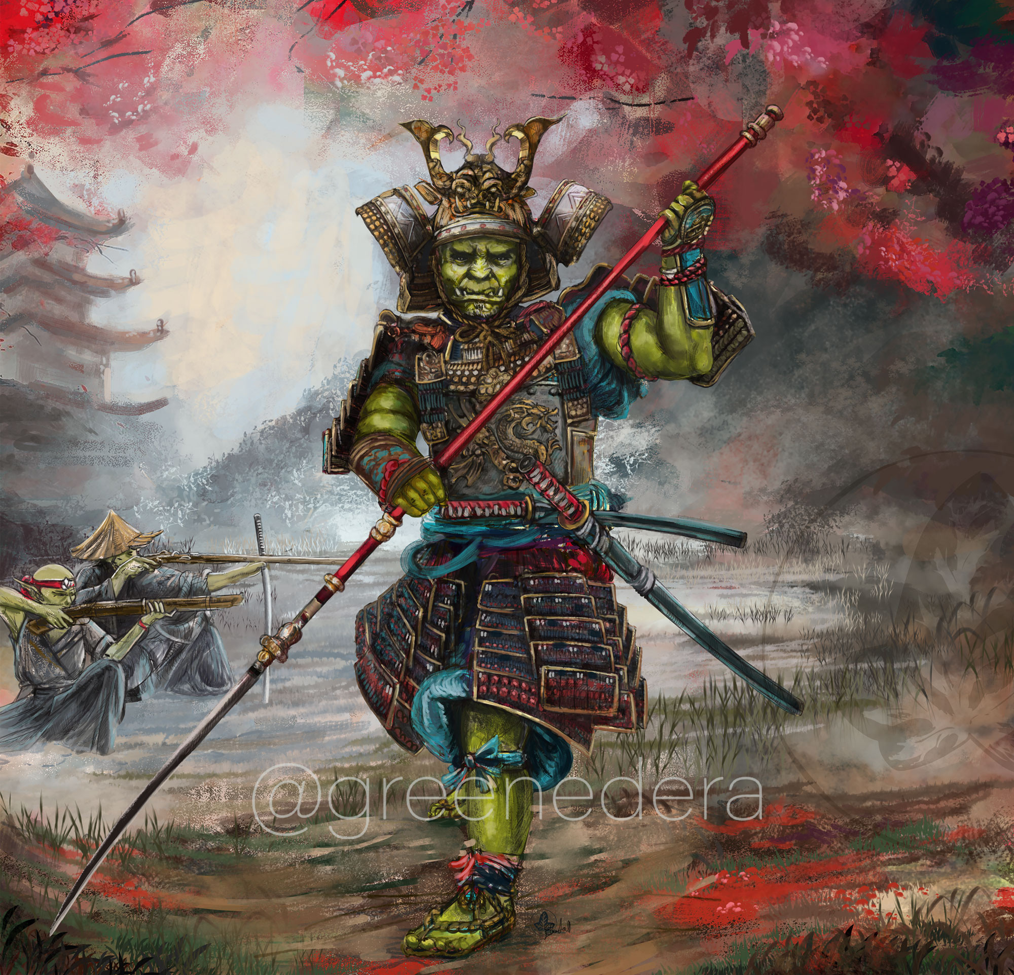 Samurai Orc by Elena "Greenedera" Zambelli : r/ImaginaryOrcs