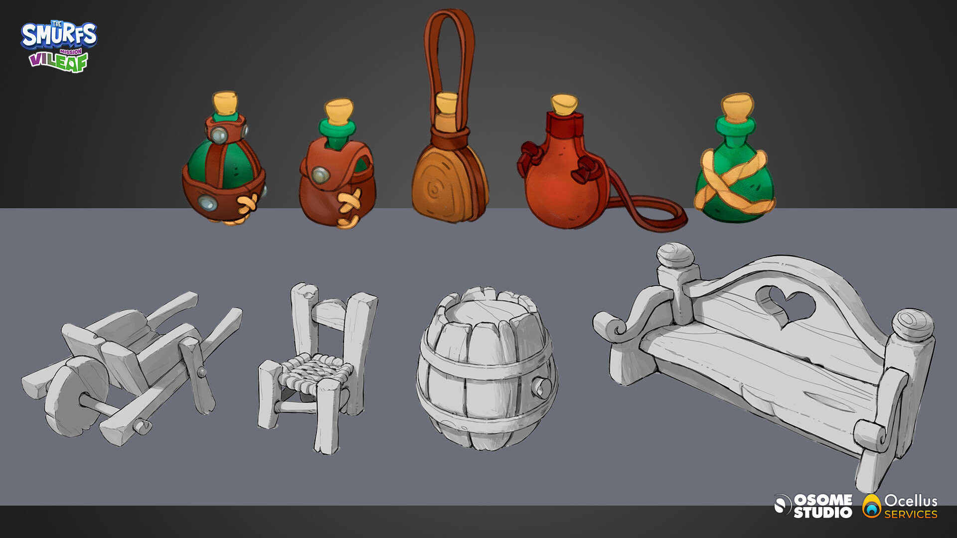 Ocellus - SERVICES - The Smurfs: Mission Vileaf - Village Props Concepts