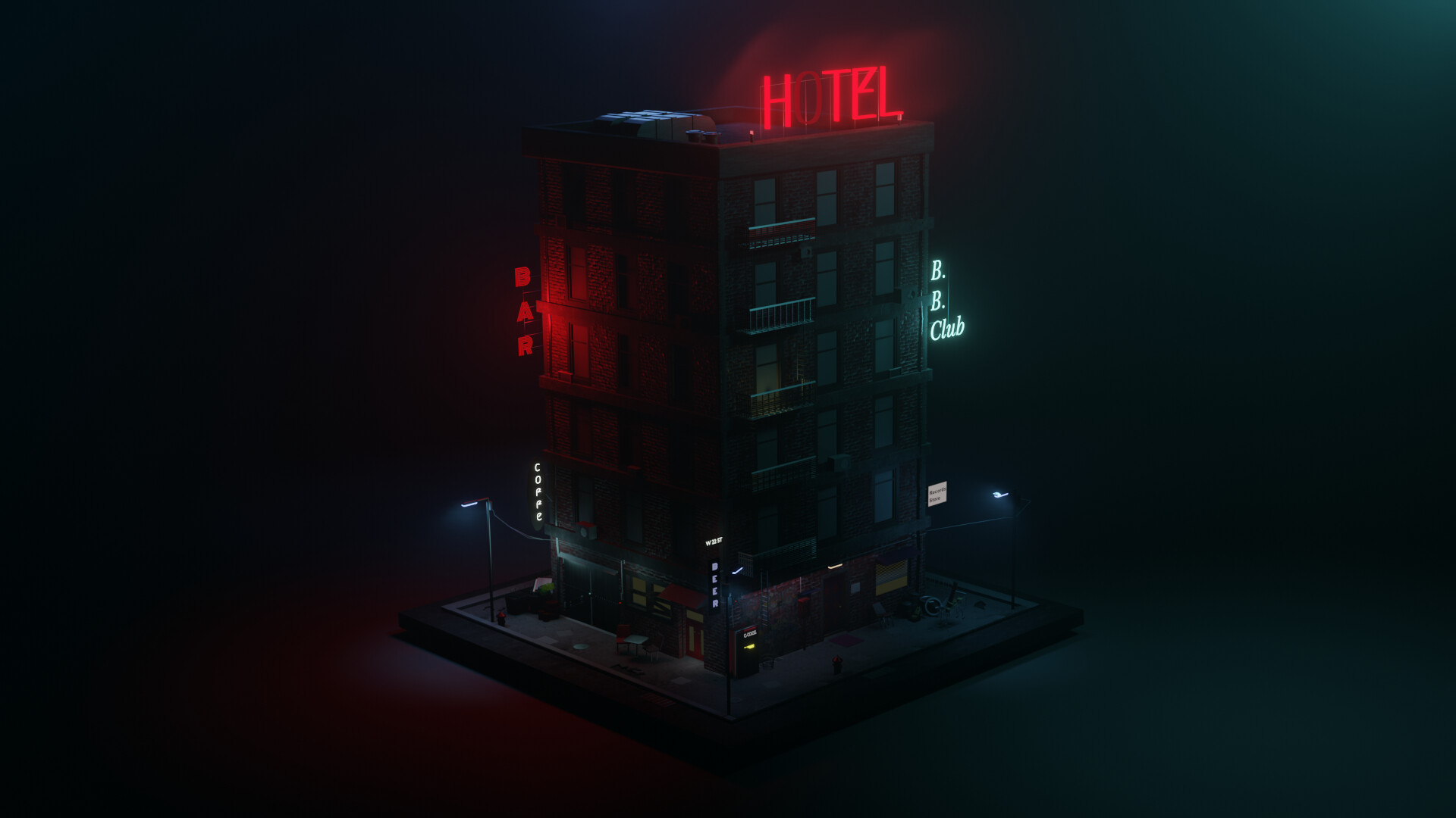 ArtStation - Hotel at night