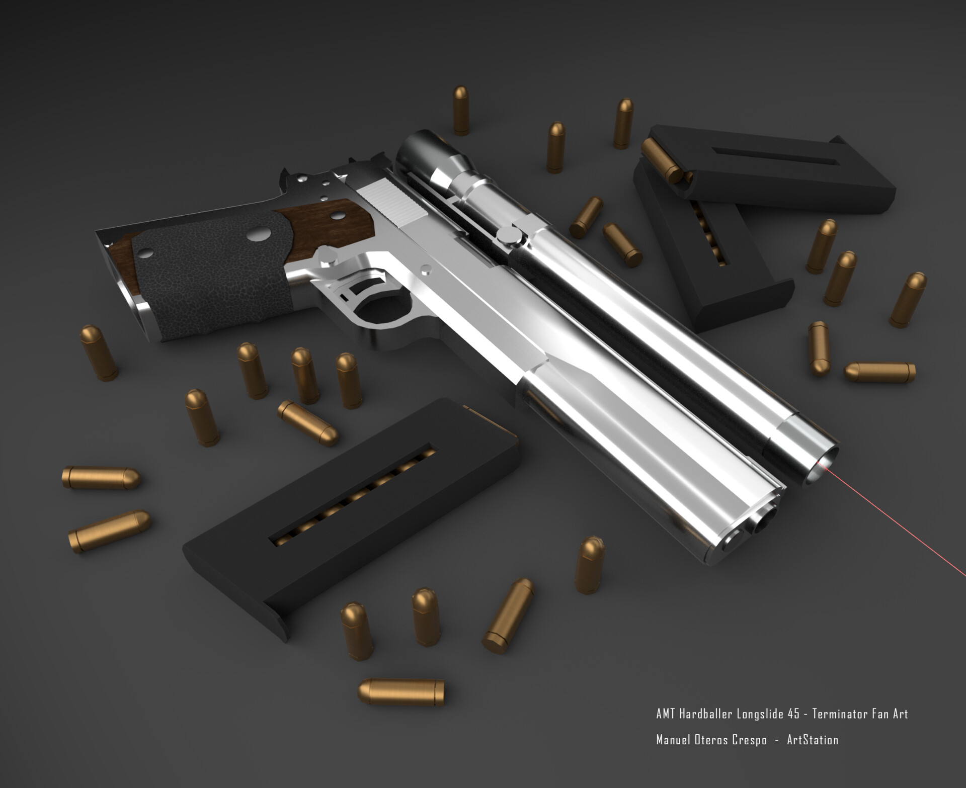 ArtStation - AMT Hardballer Longslide 45 - Lowpoly